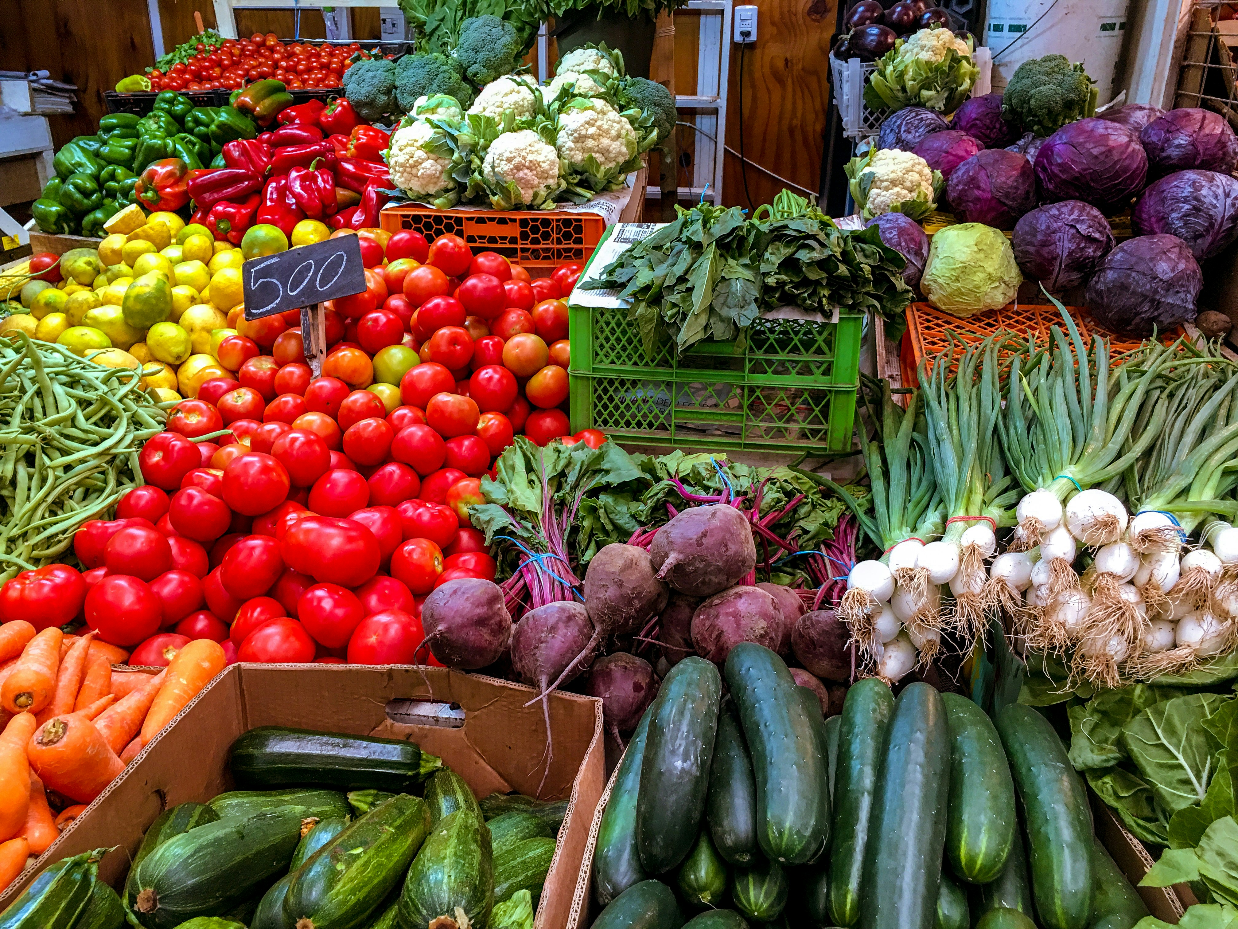 Color Burst at a Bustling Market Stall