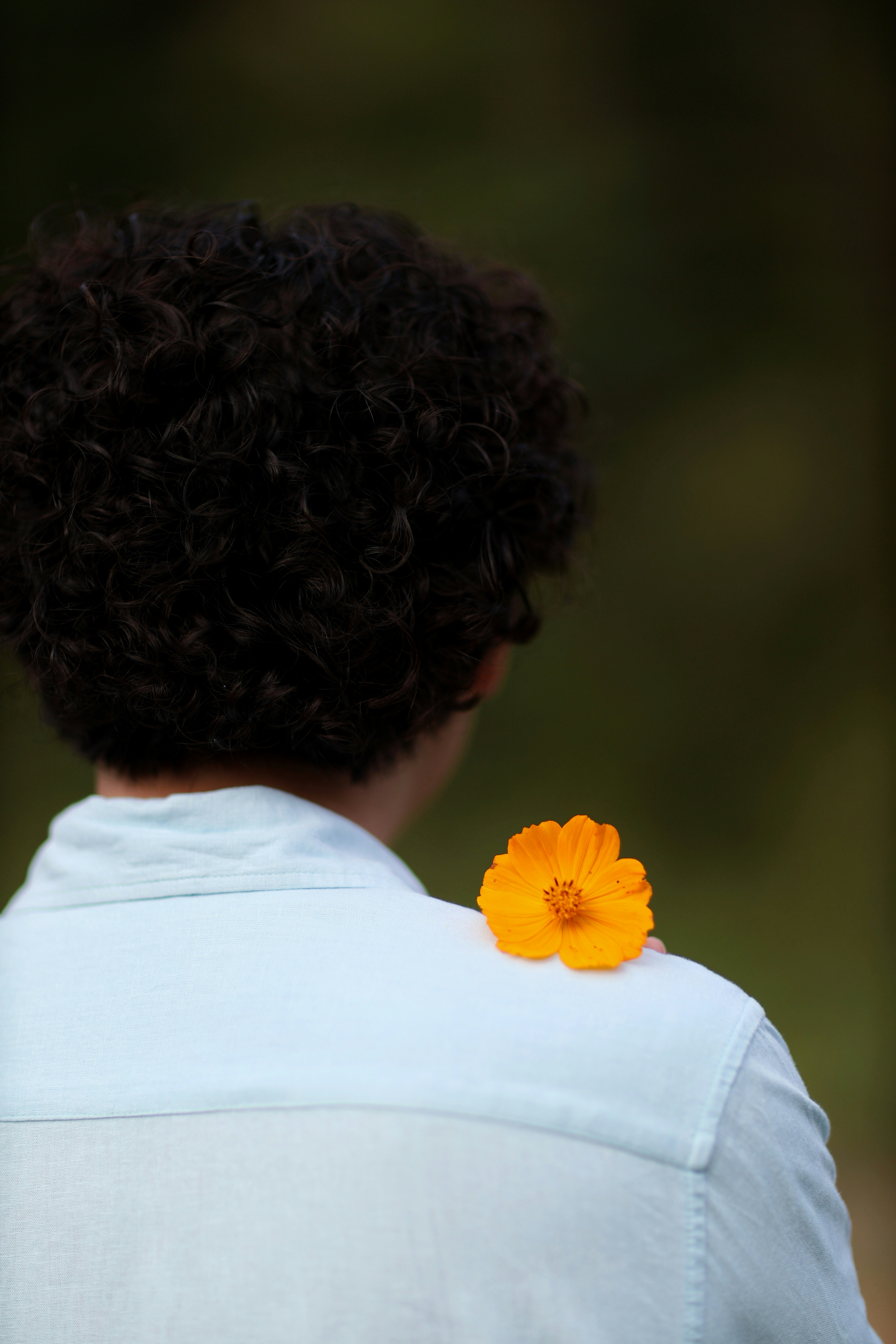 Orange Blossom on the Shoulder: A Quiet Portrait