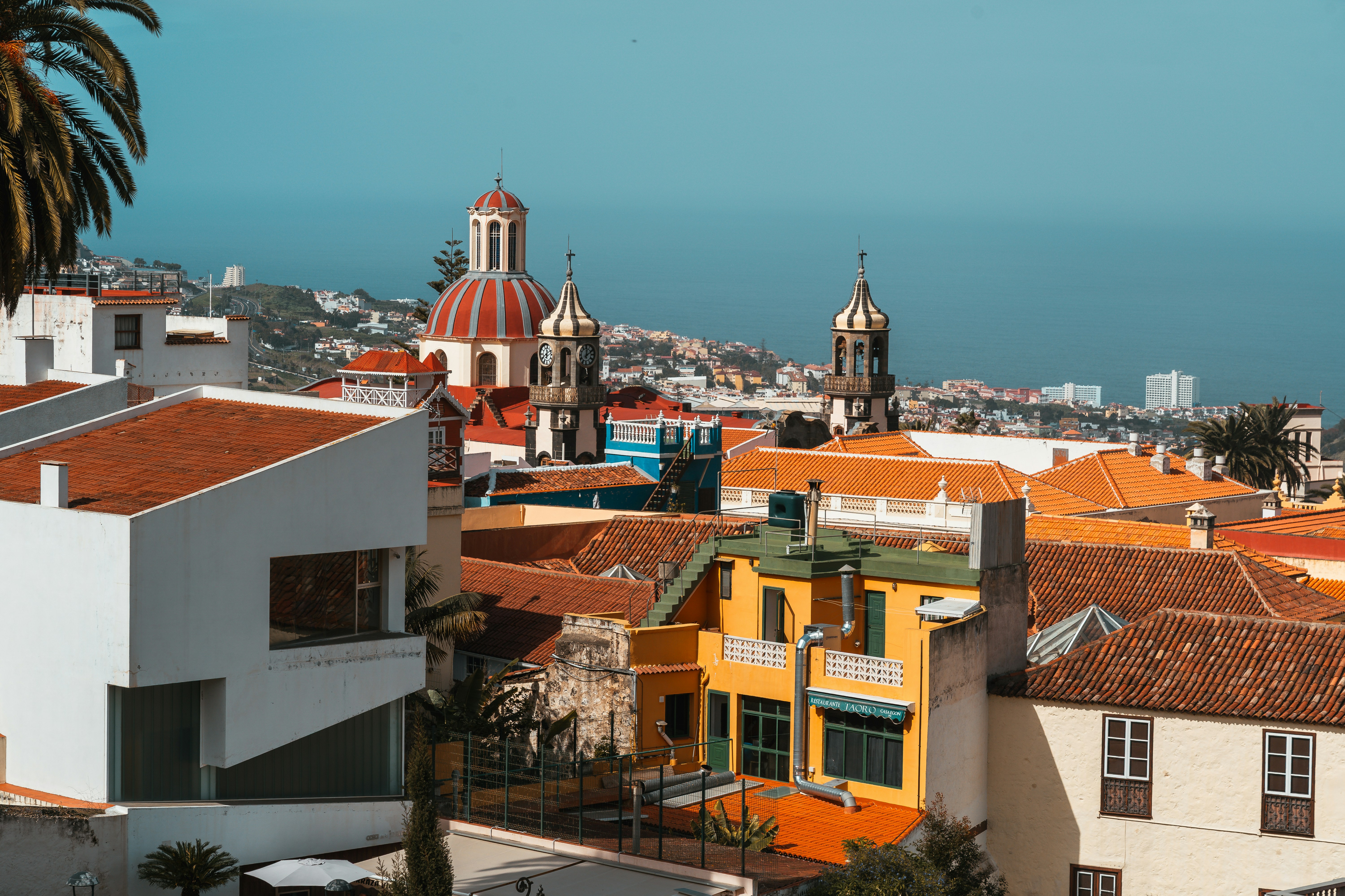 Sunlit Spanish Rooftops and Blue Horizon