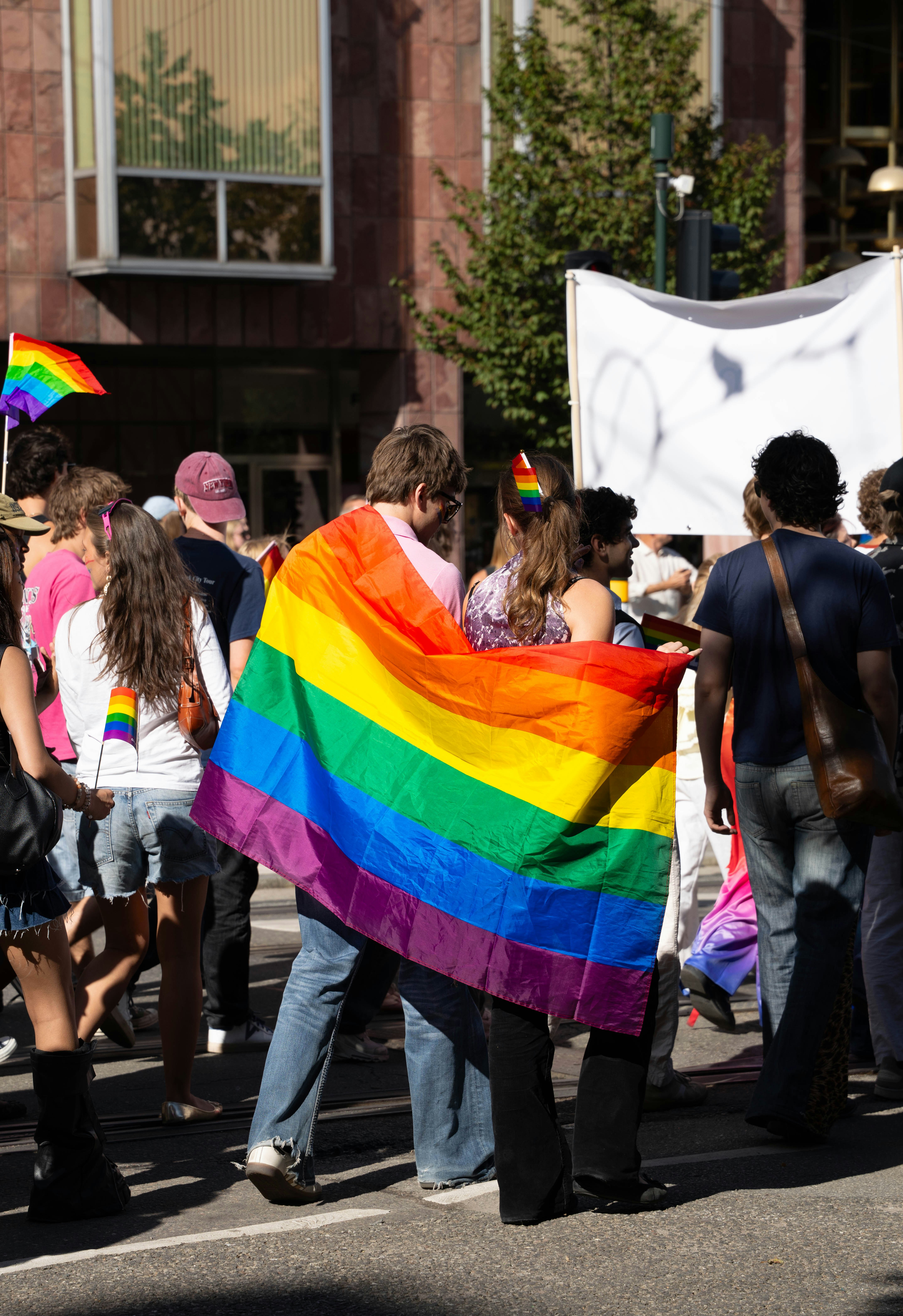 Rainbow in the Crowd: Pride Flags on the City Street