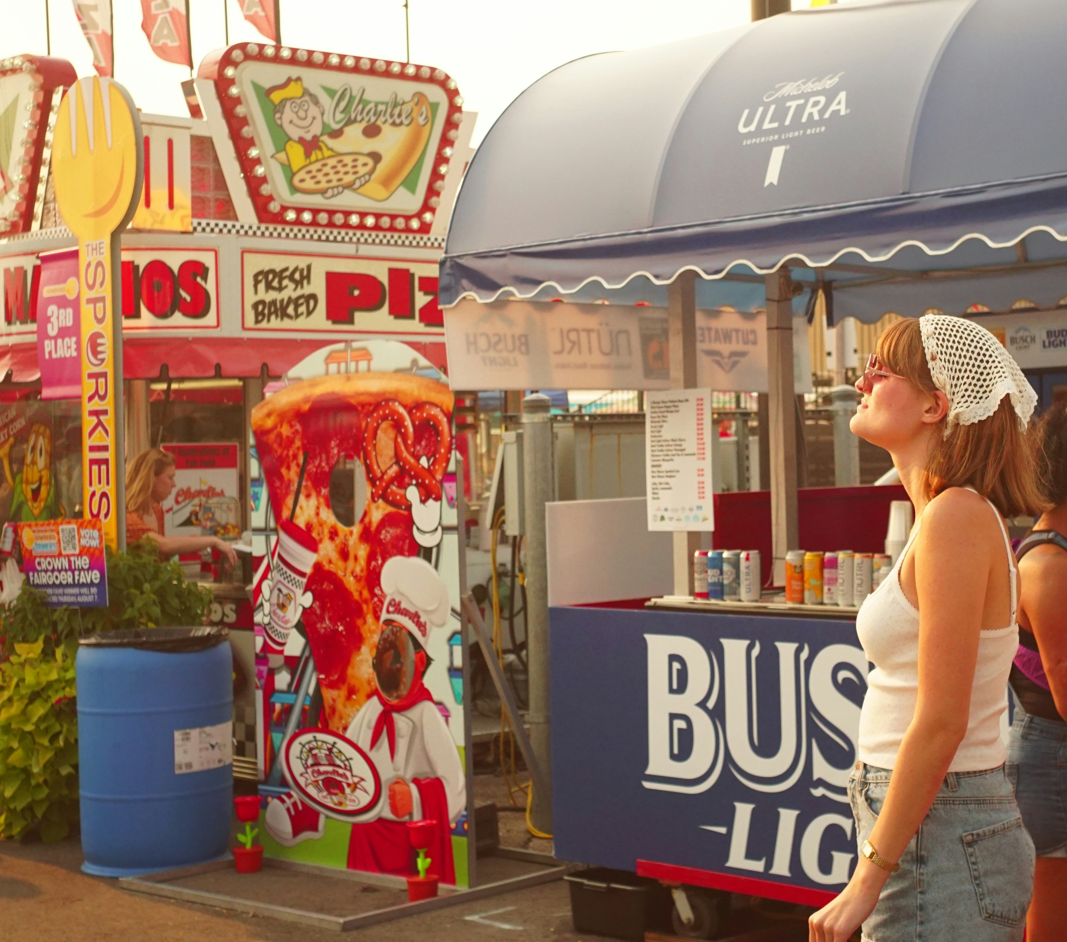 Sunlit Seaside Eats: A Public Food Carnival Portrait