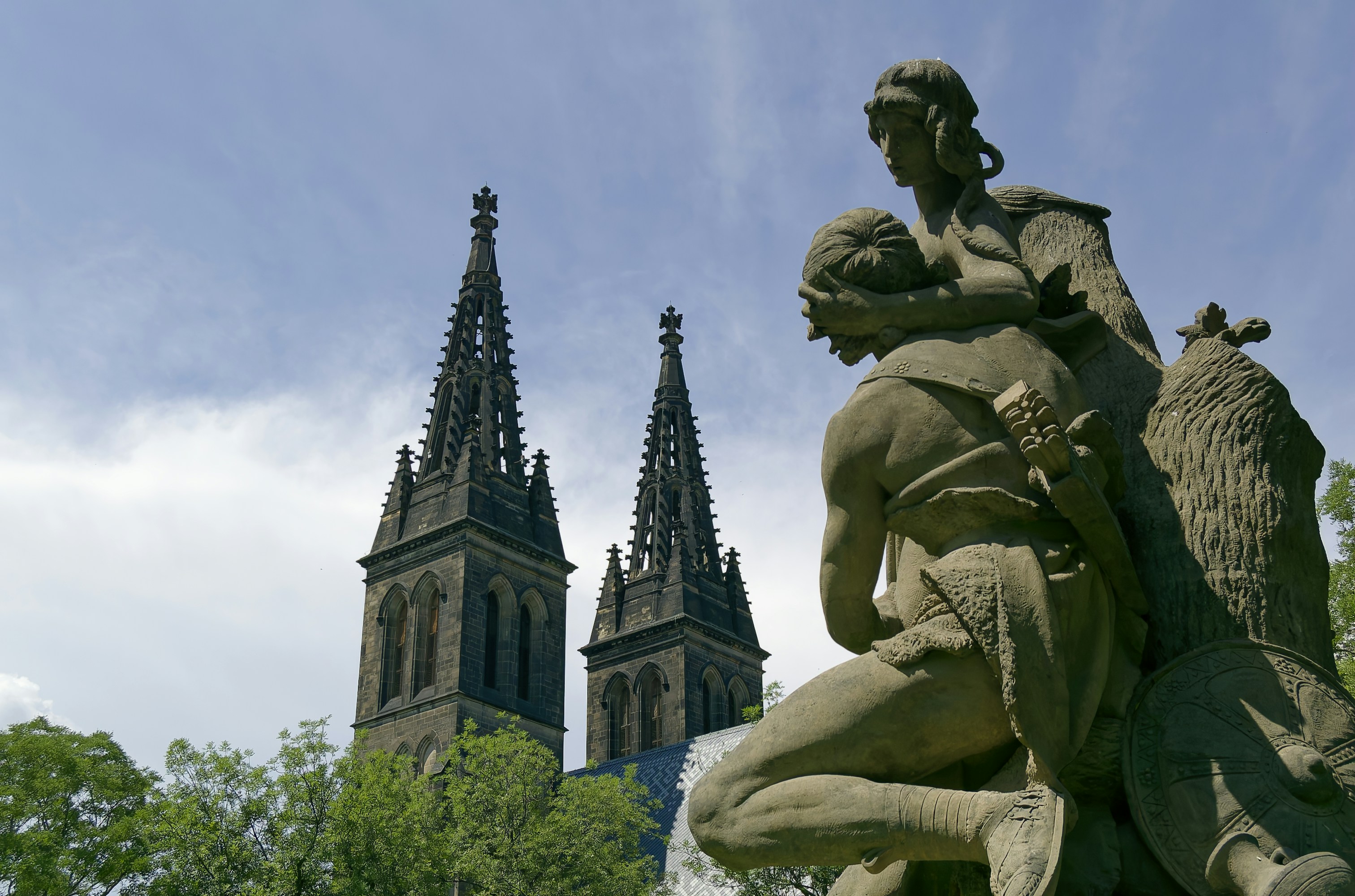 Stone Sentinel and Twin Towers: A Moment at the Cathedral