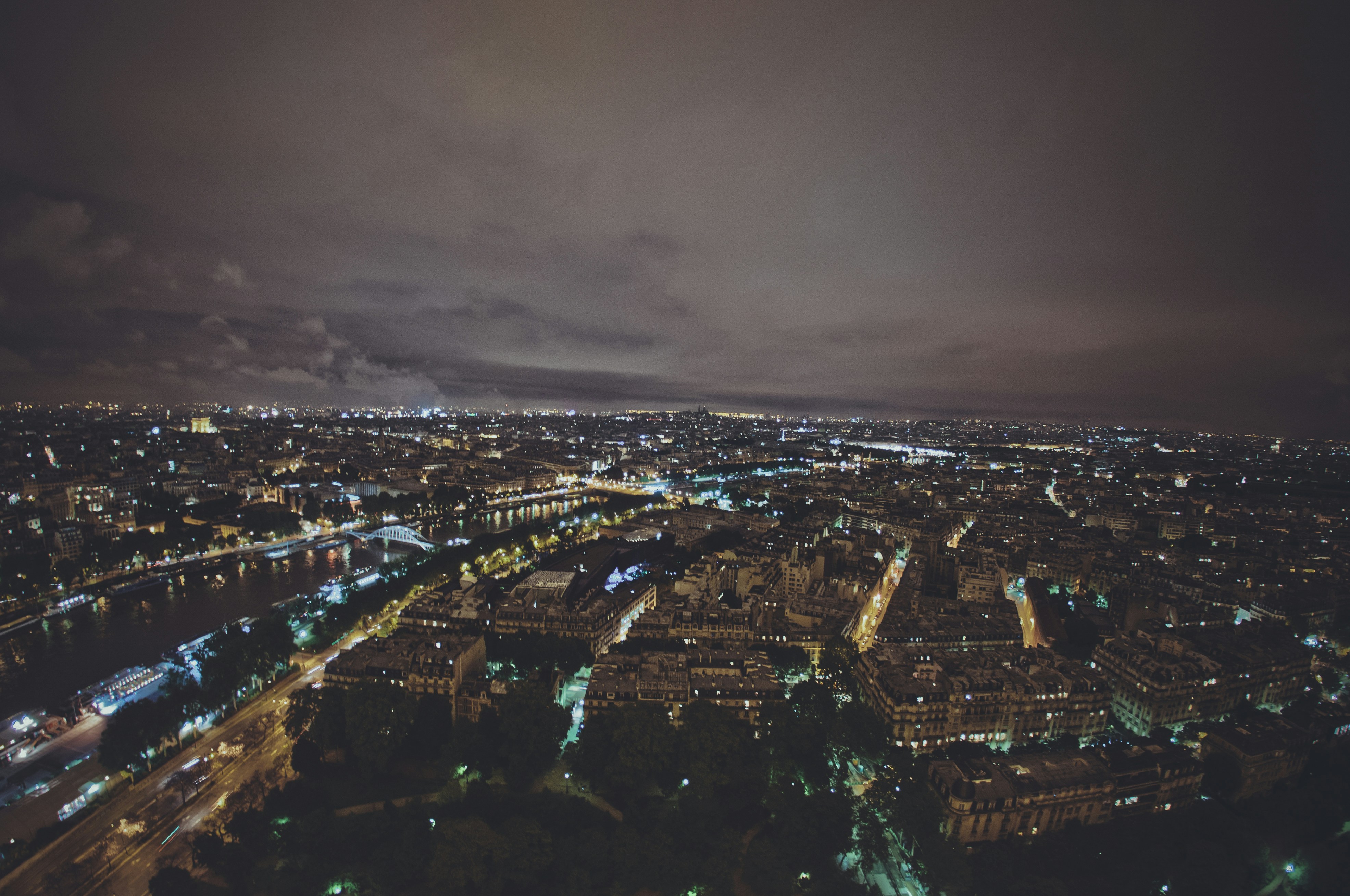 Nightfall Over the City: A Winding Arc of Street Lights