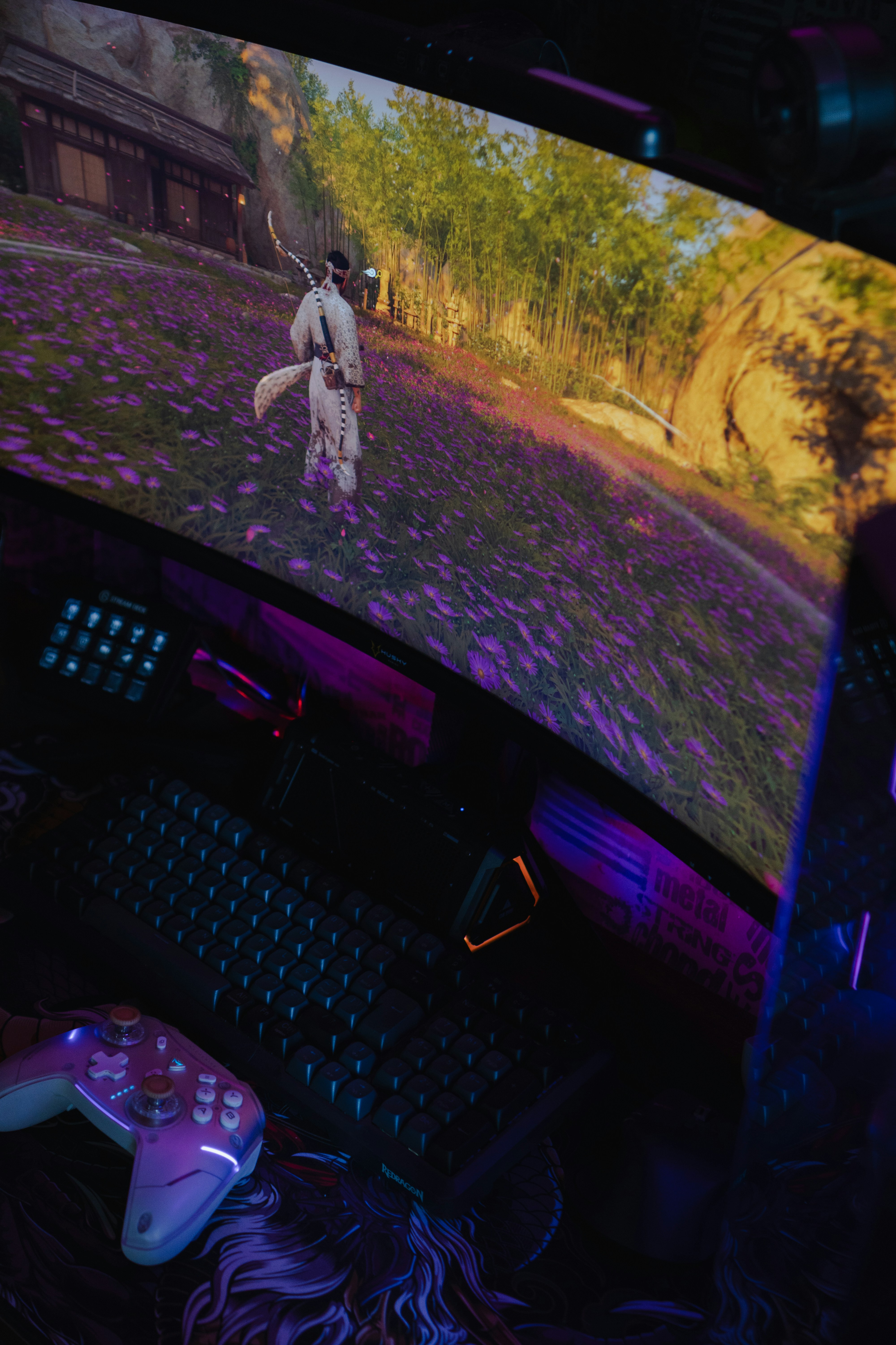 Cosmic Orchid on a Neon Console