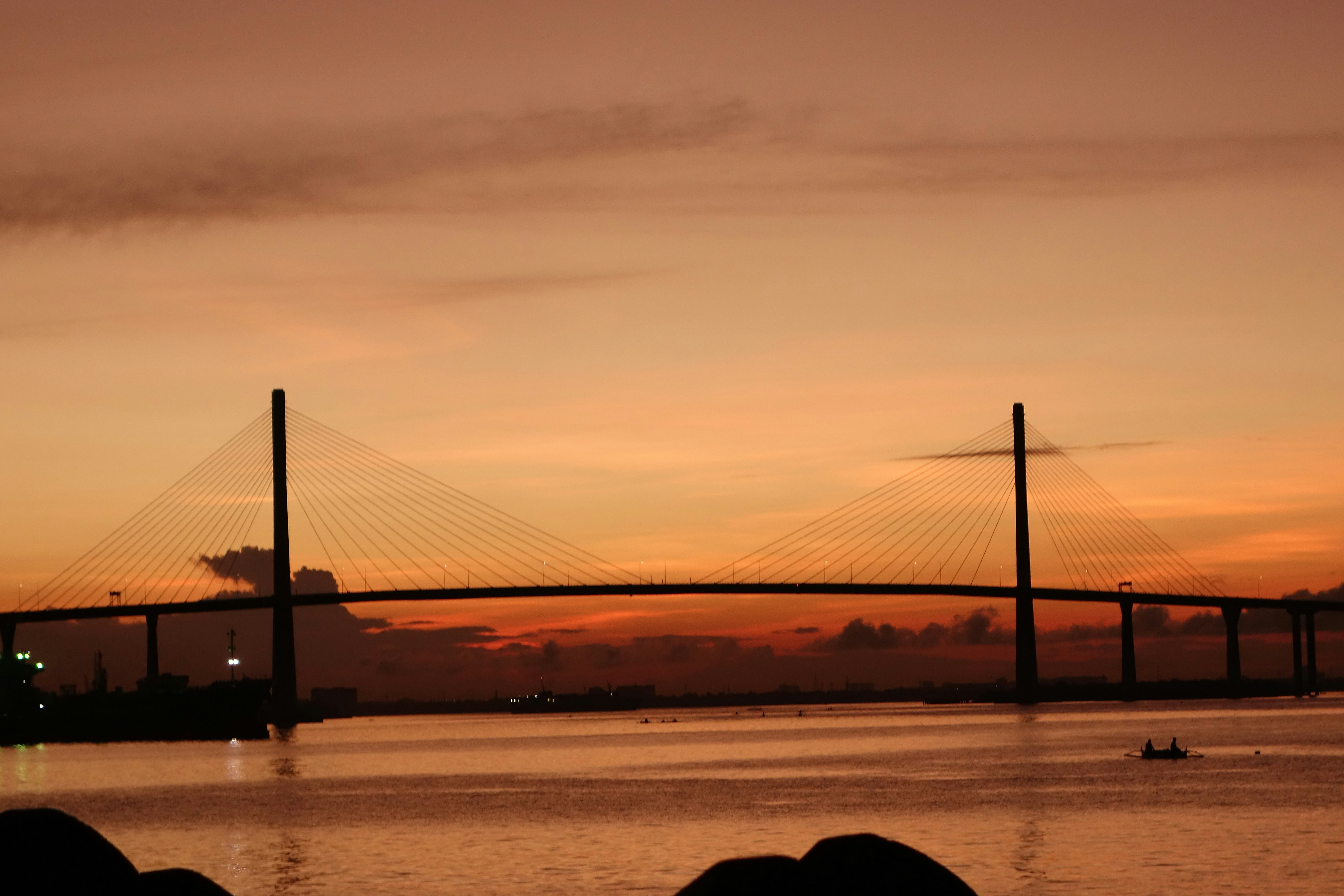 Sunset Span: A Portrait of a Cable-Stayed Bridge at Dusk