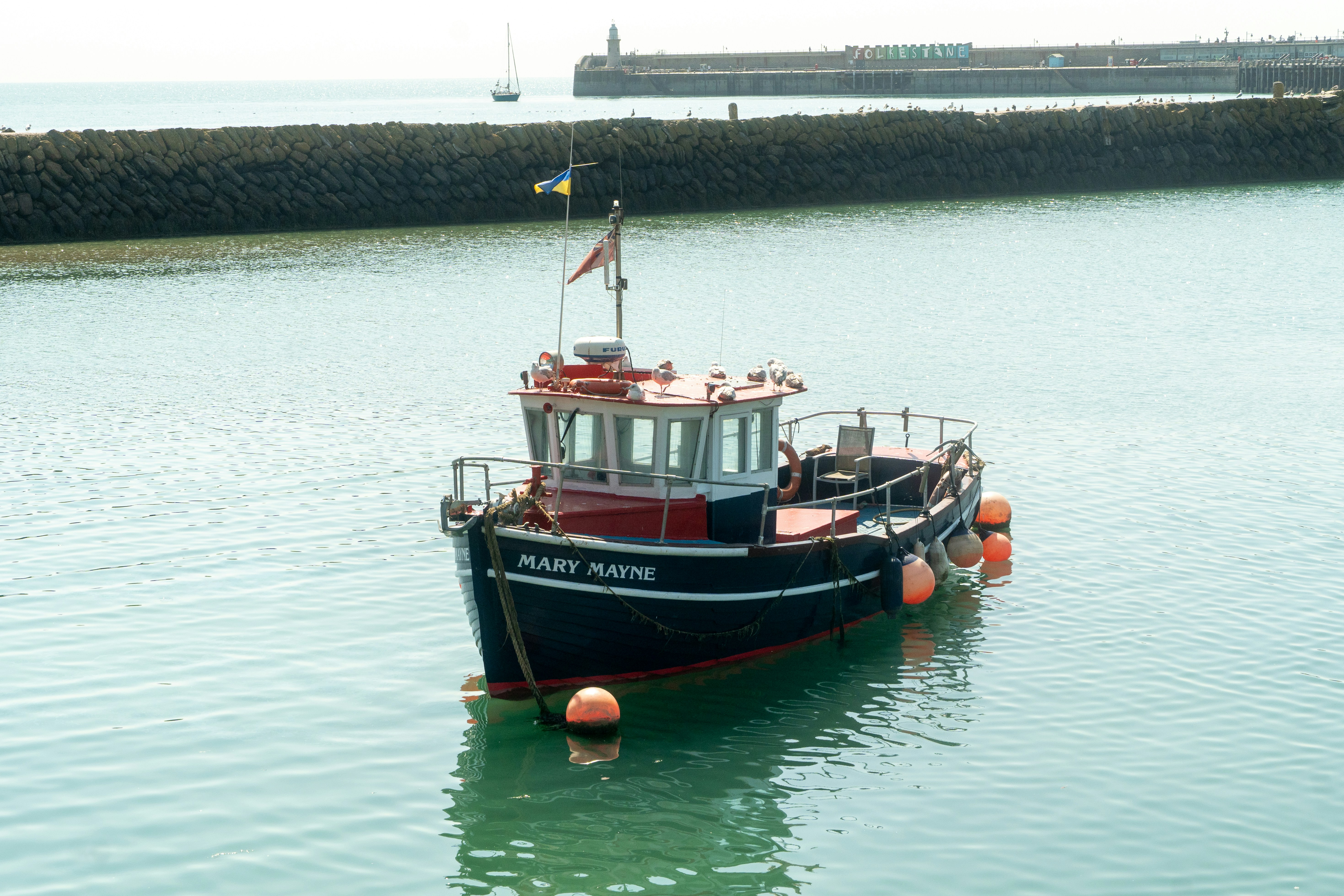 Mary Mayne: A Small Harbor Workboat Anchored in Calm Waters