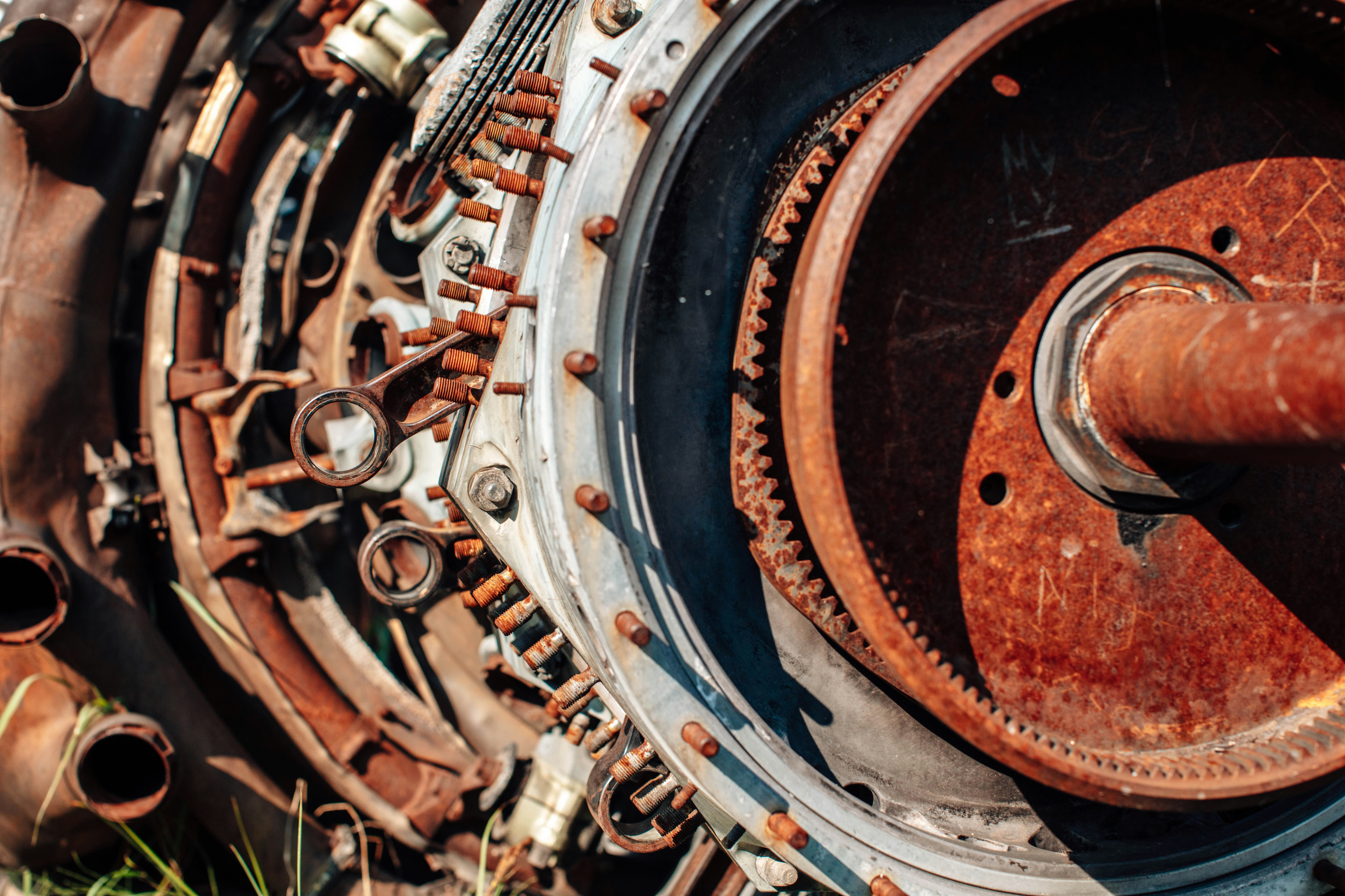 Rusted Cogwork: Close-Up on a Mechanical Centerpiece