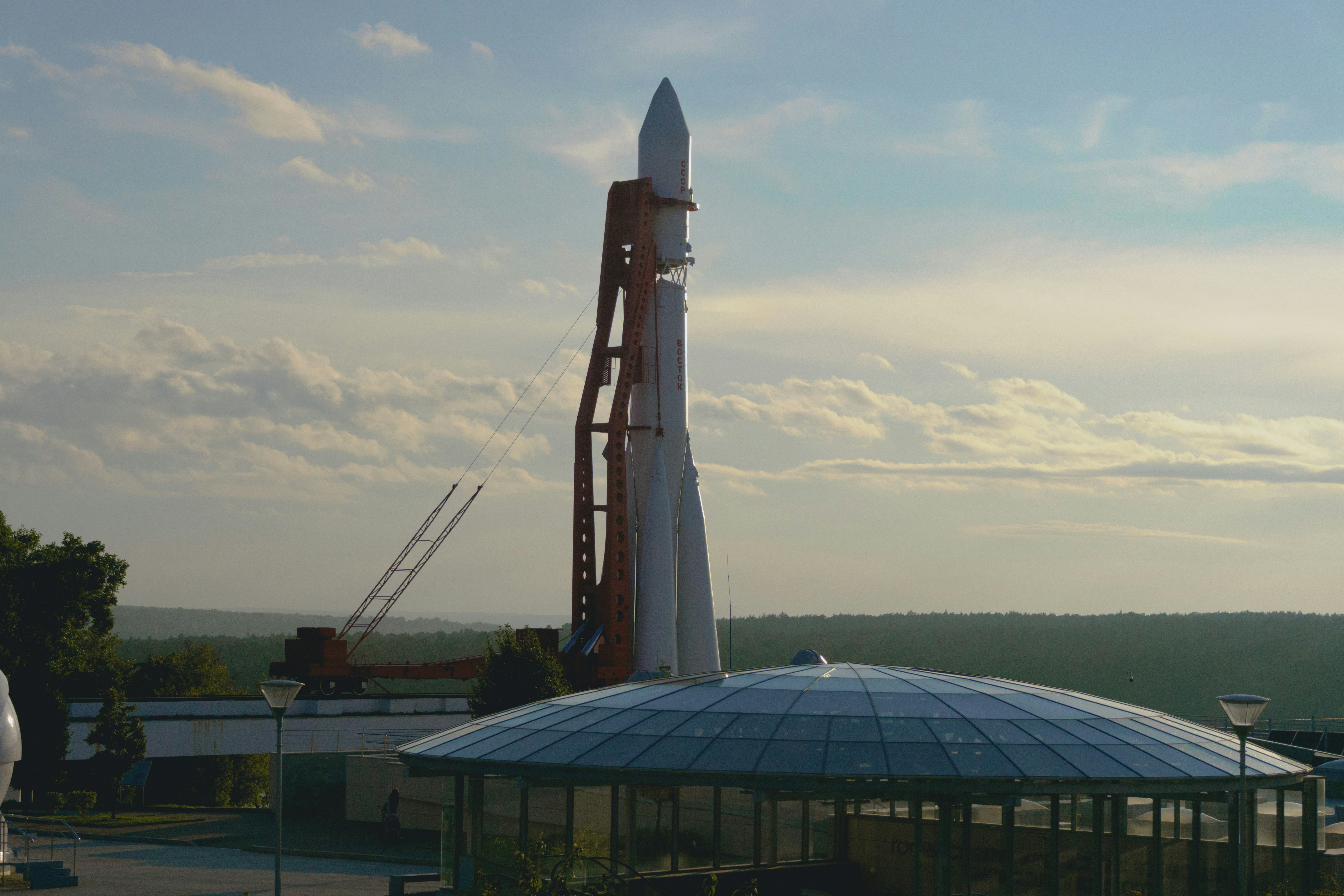 Launch Pad Silhouette: A Rocket Reaches for a Sunset Sky