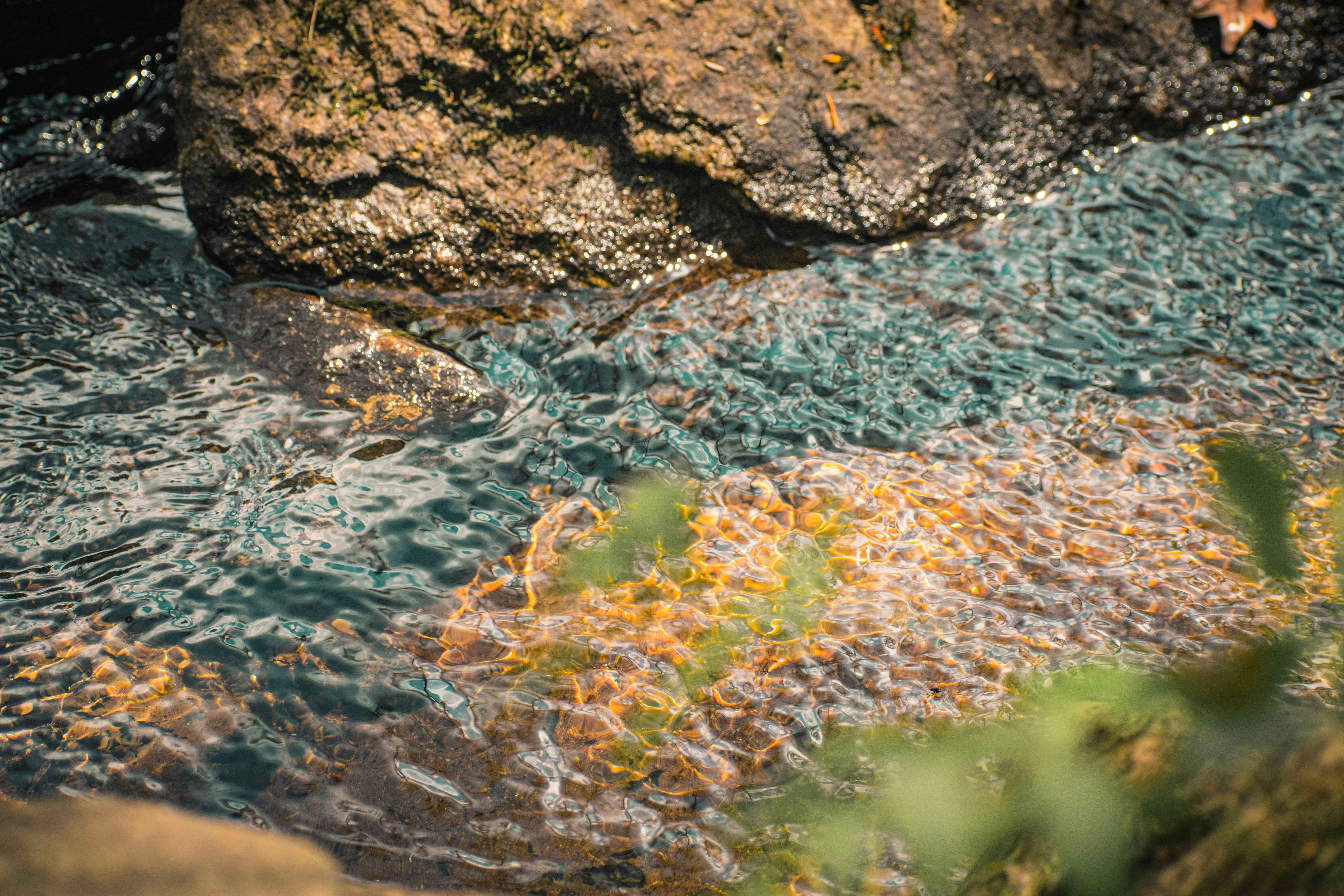 Sunlit Tidal Rippledance Along Weathered Rocks
