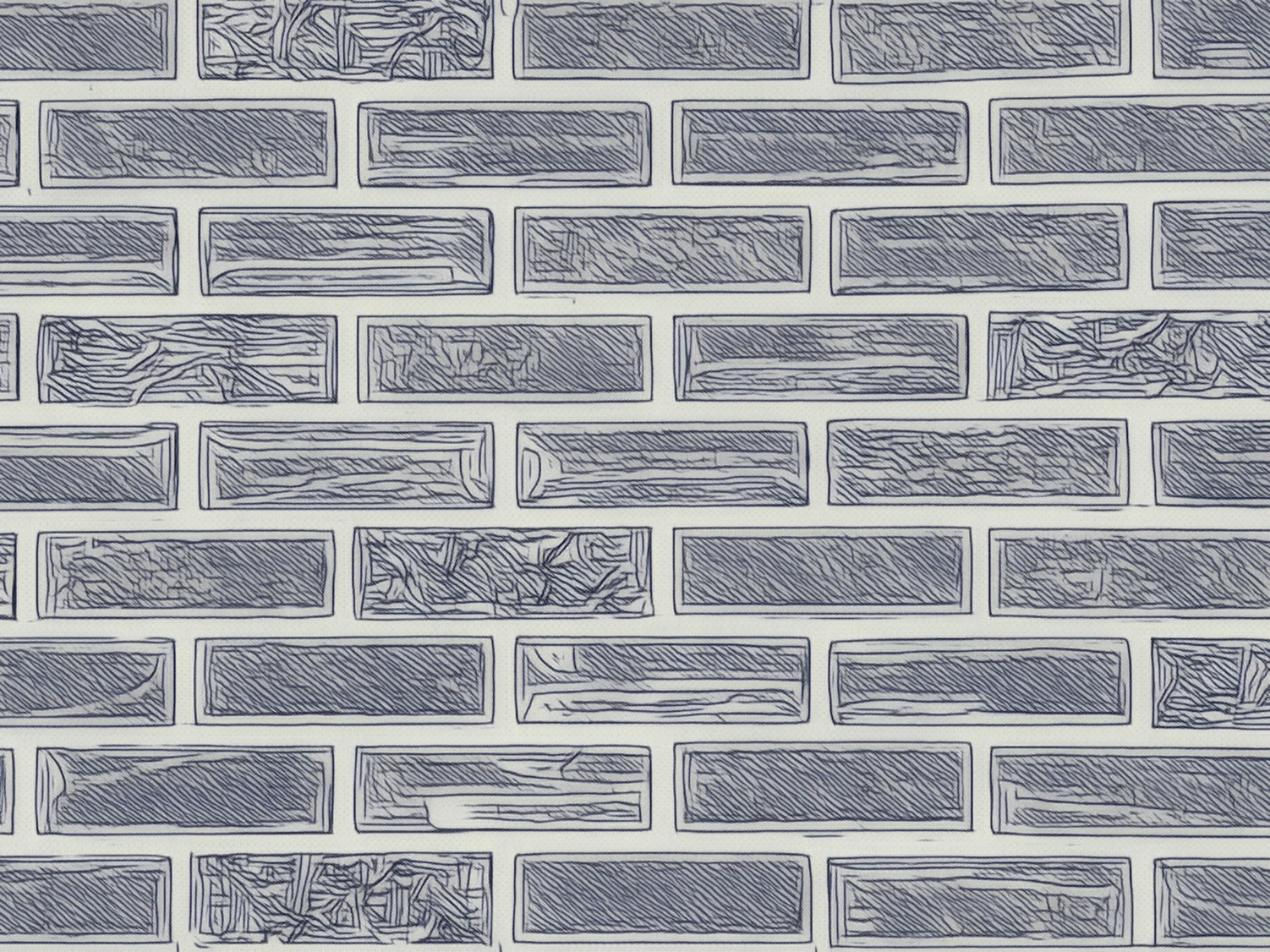 Monochrome brick wall with raised, textured joints forming a uniform urban pattern, emphasizing linear rhythm and depth.