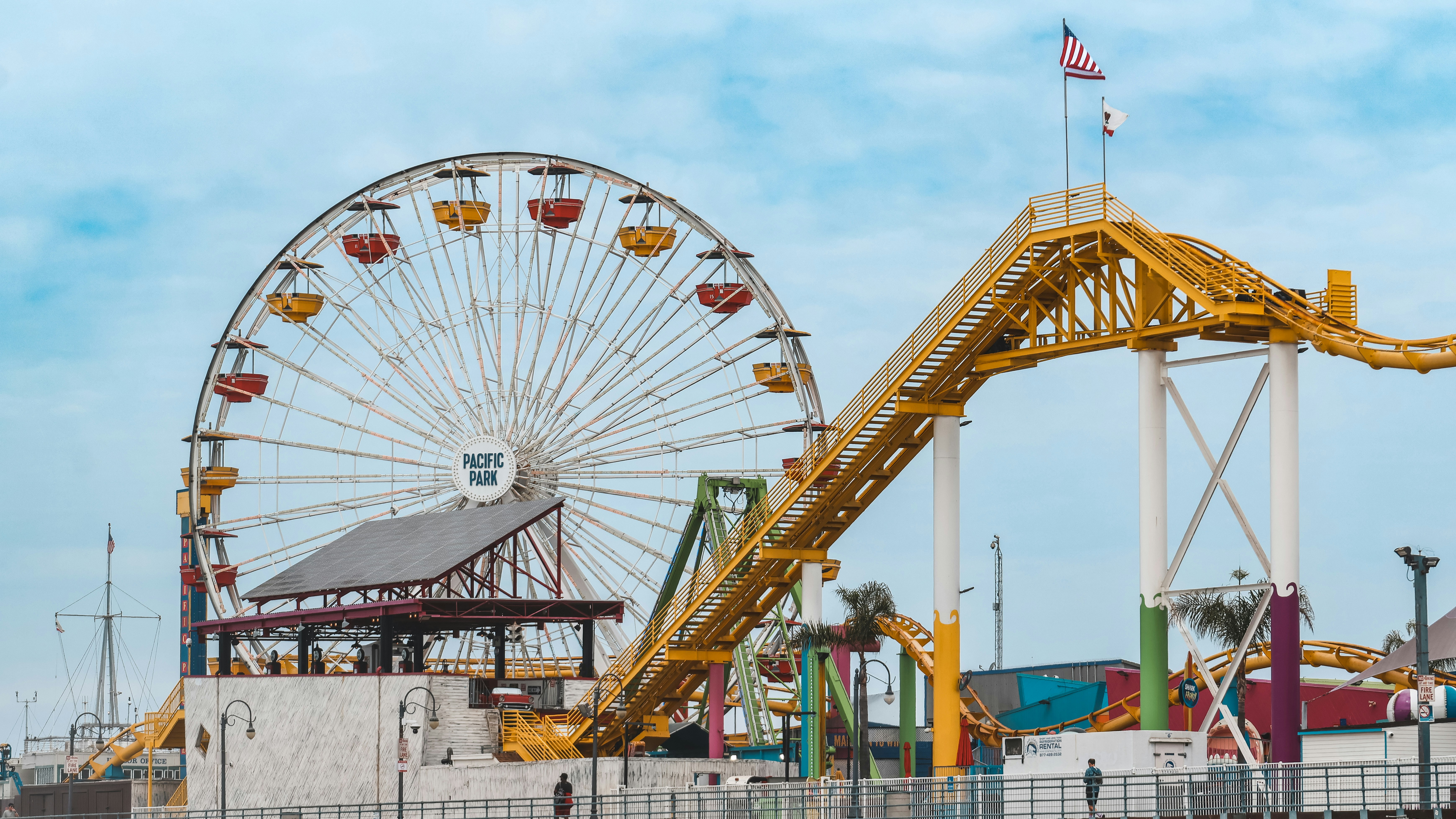 Ferris Wheel and Roller Coaster Sunrise Over Pacific Park
