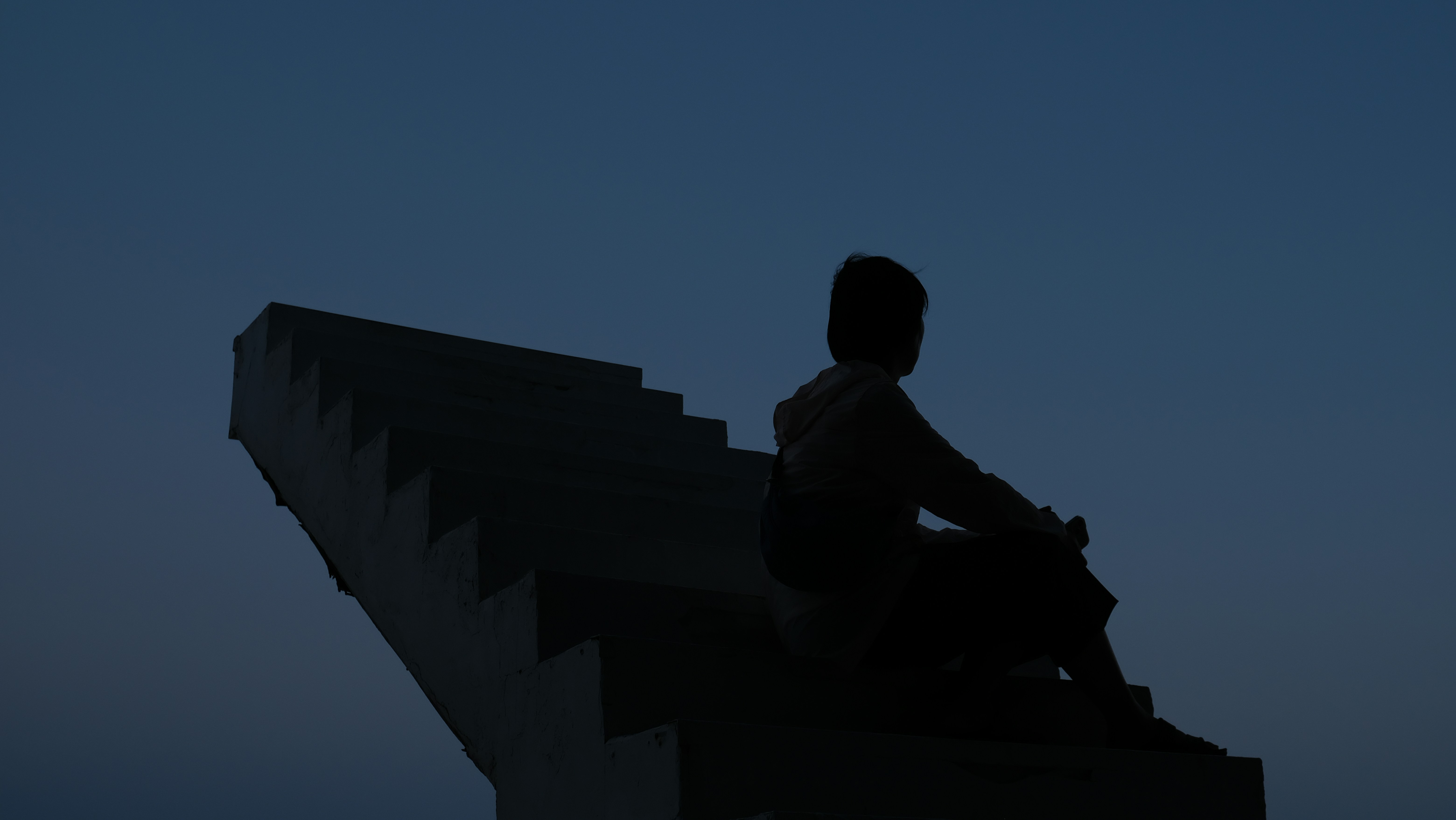 Silhouette at the Edge: A Staircase into Dusk