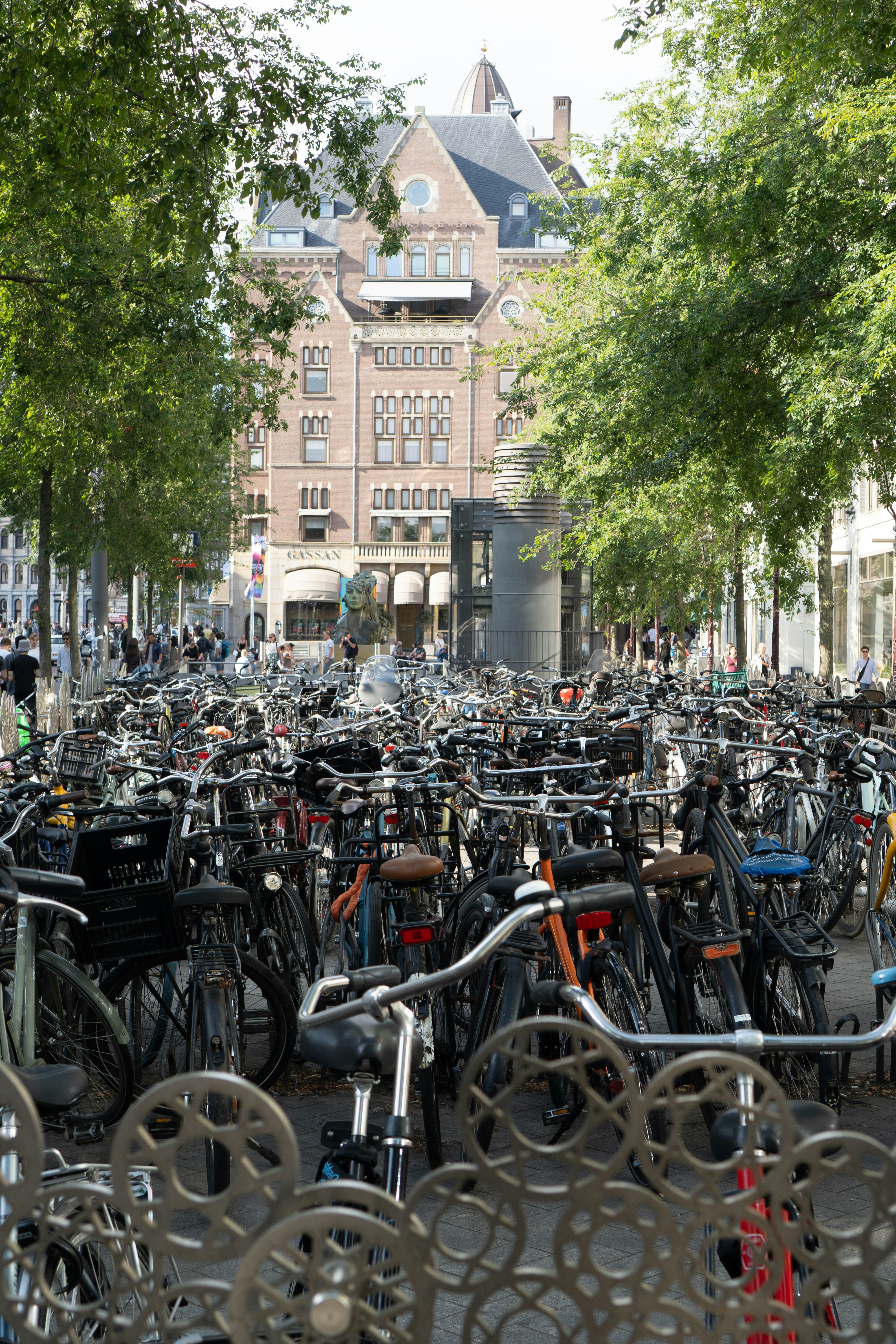 Urban Cloak: Bicycles Framing a Historic Street