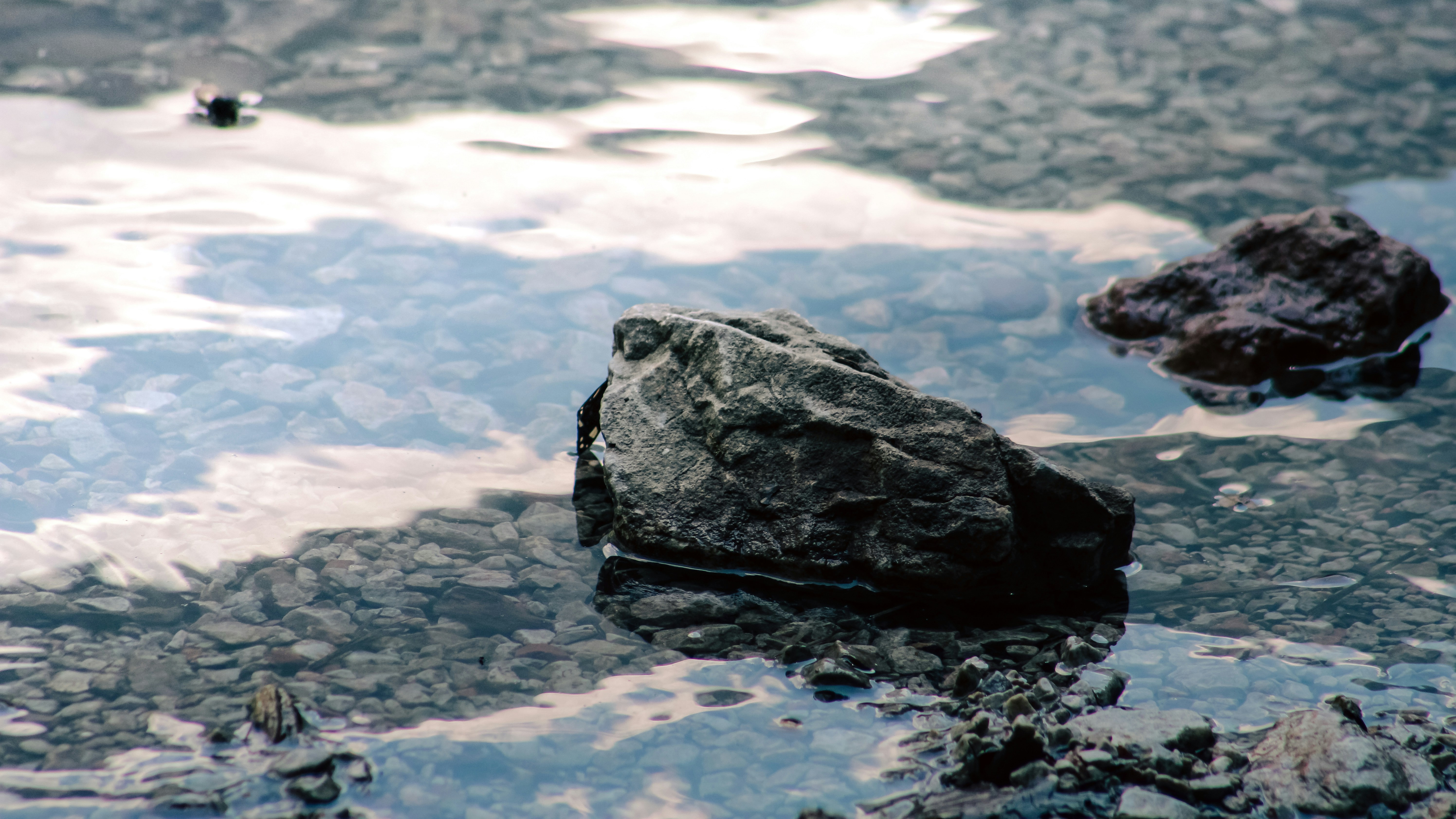 Rugged Rock Amid Whispering Ripples