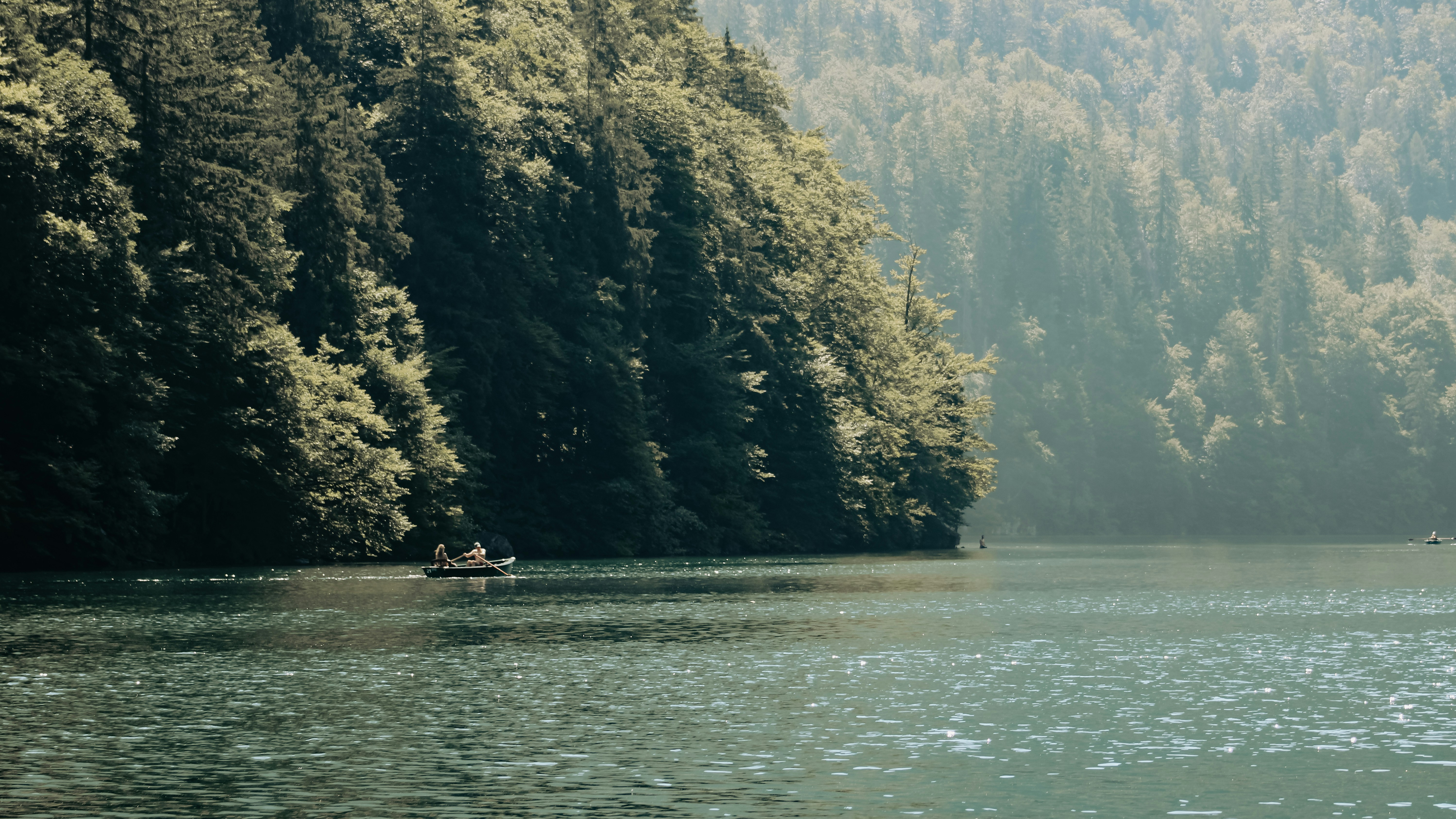 Quiet Canoe on a Forest-Gold Lake