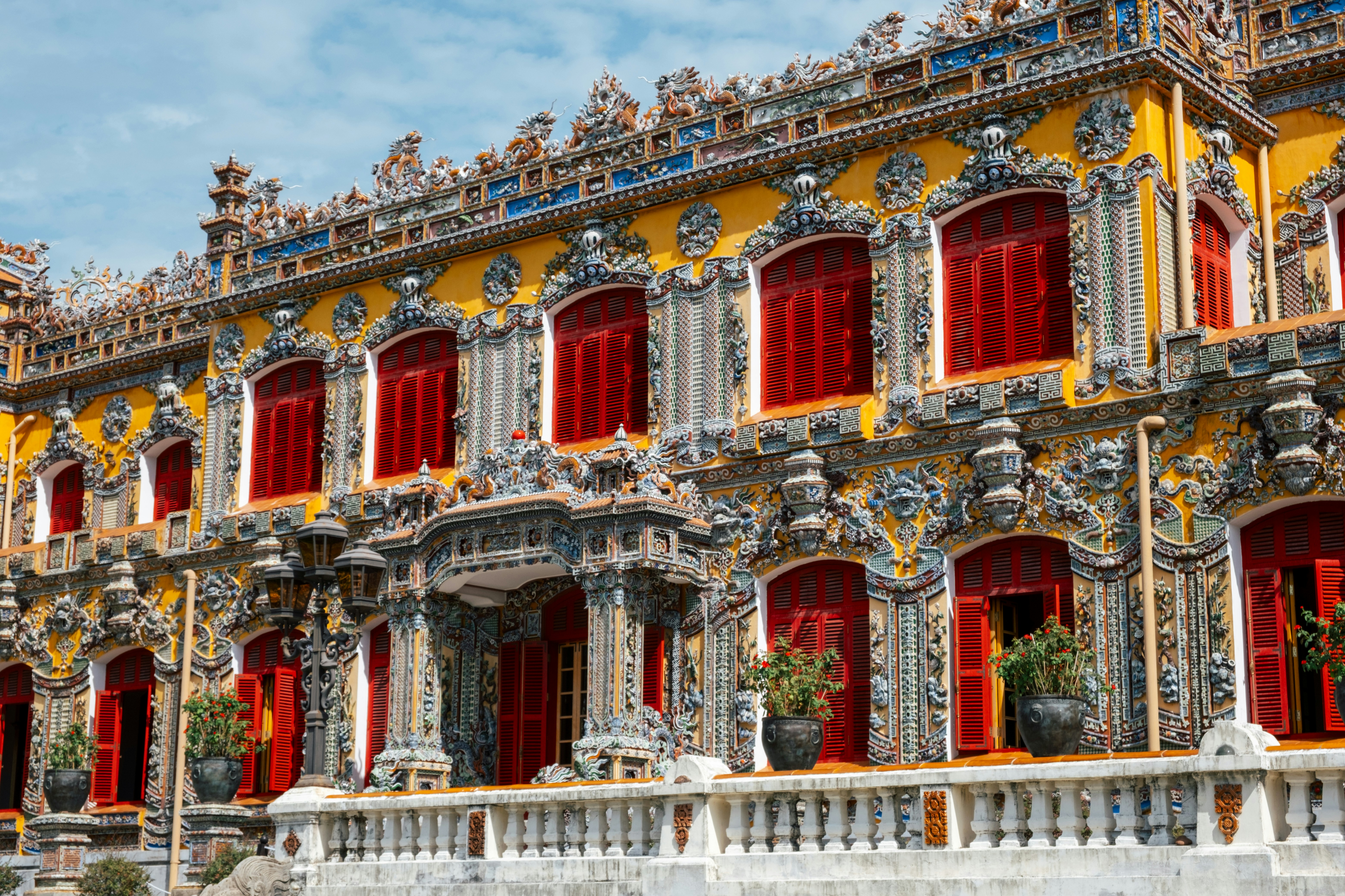 Ornate Facade in Crimson and Gold