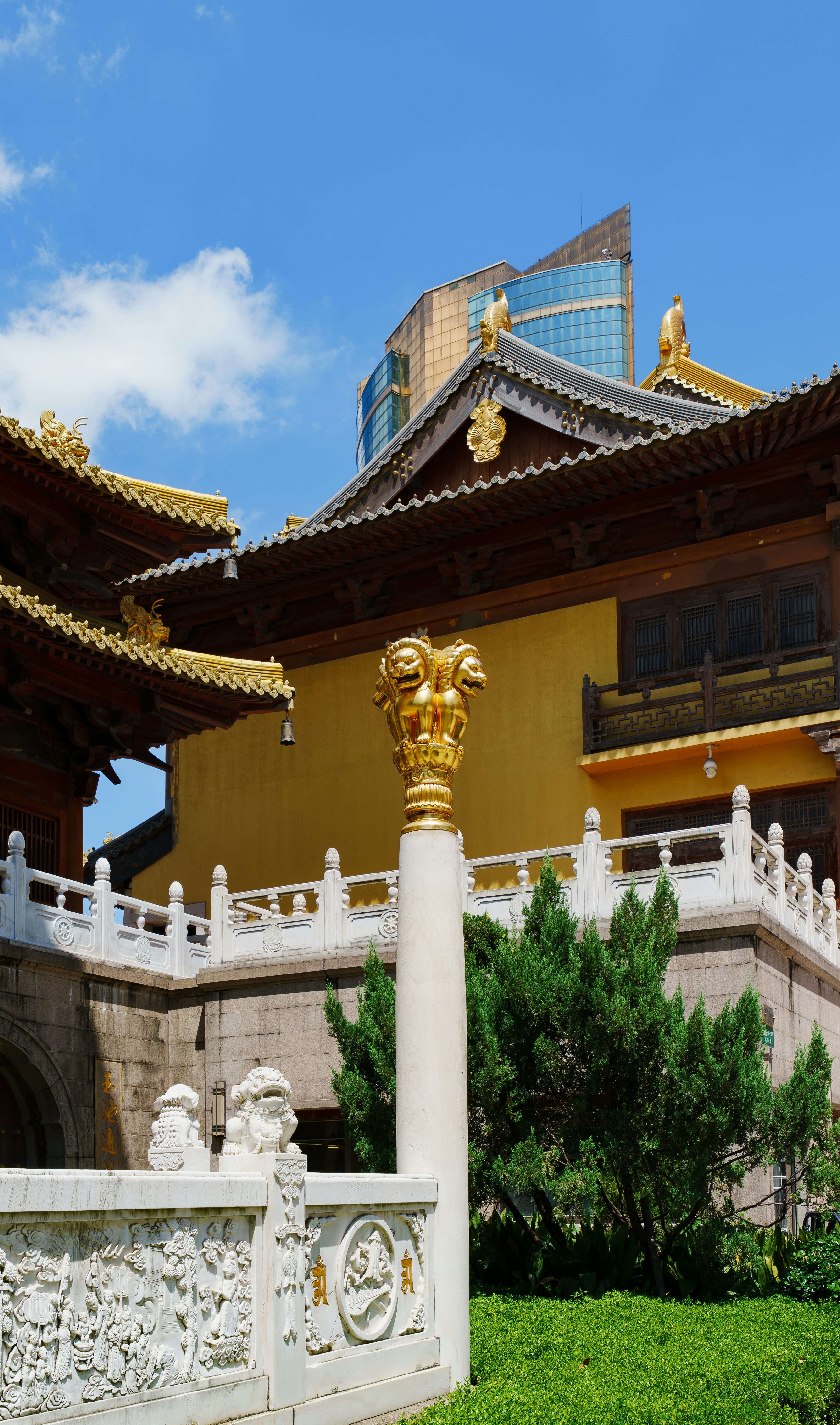 Golden Ornament atop a Chinese Temple Gate