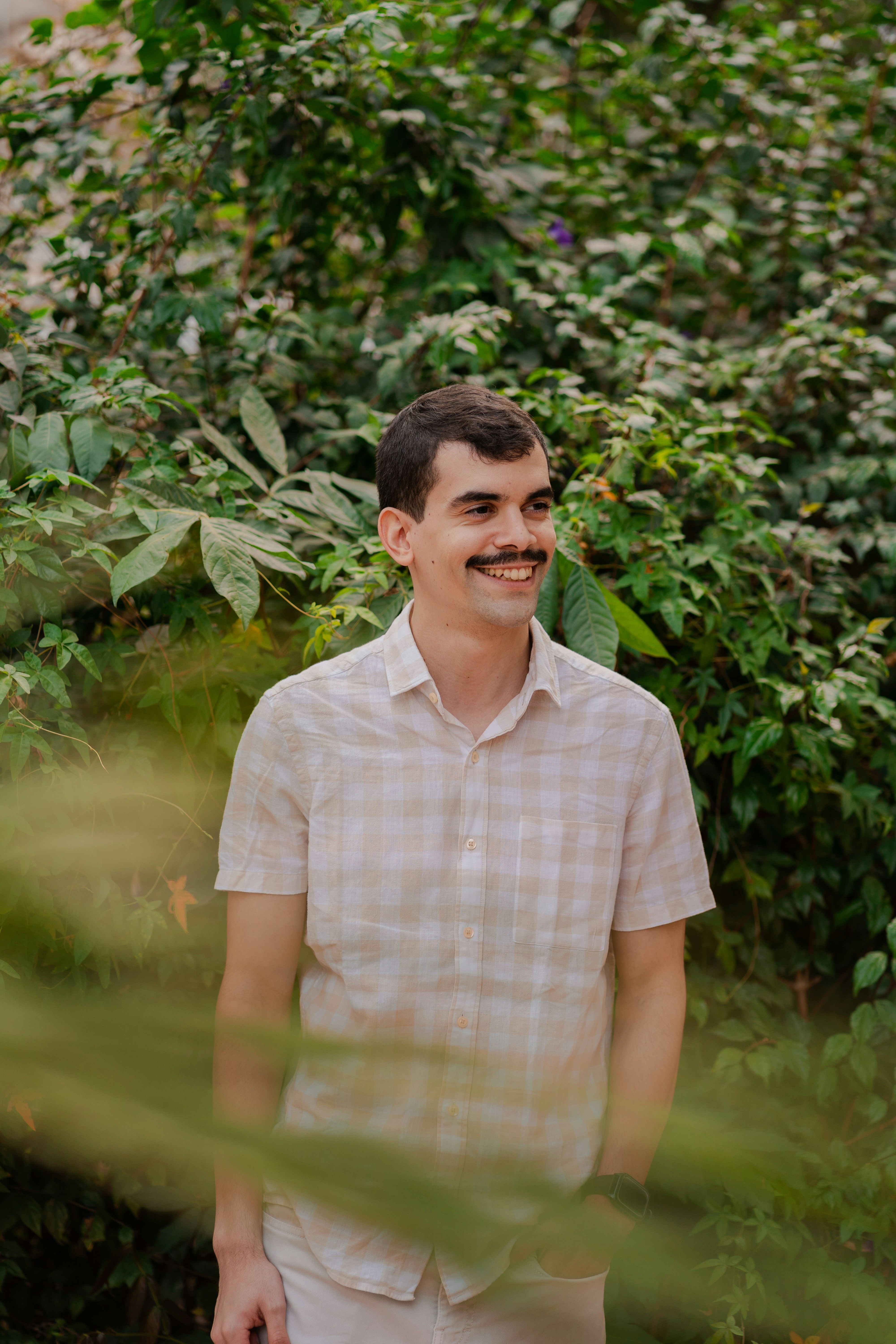 Gentleman in a Garden: Quiet Confidence Amid Greenery
