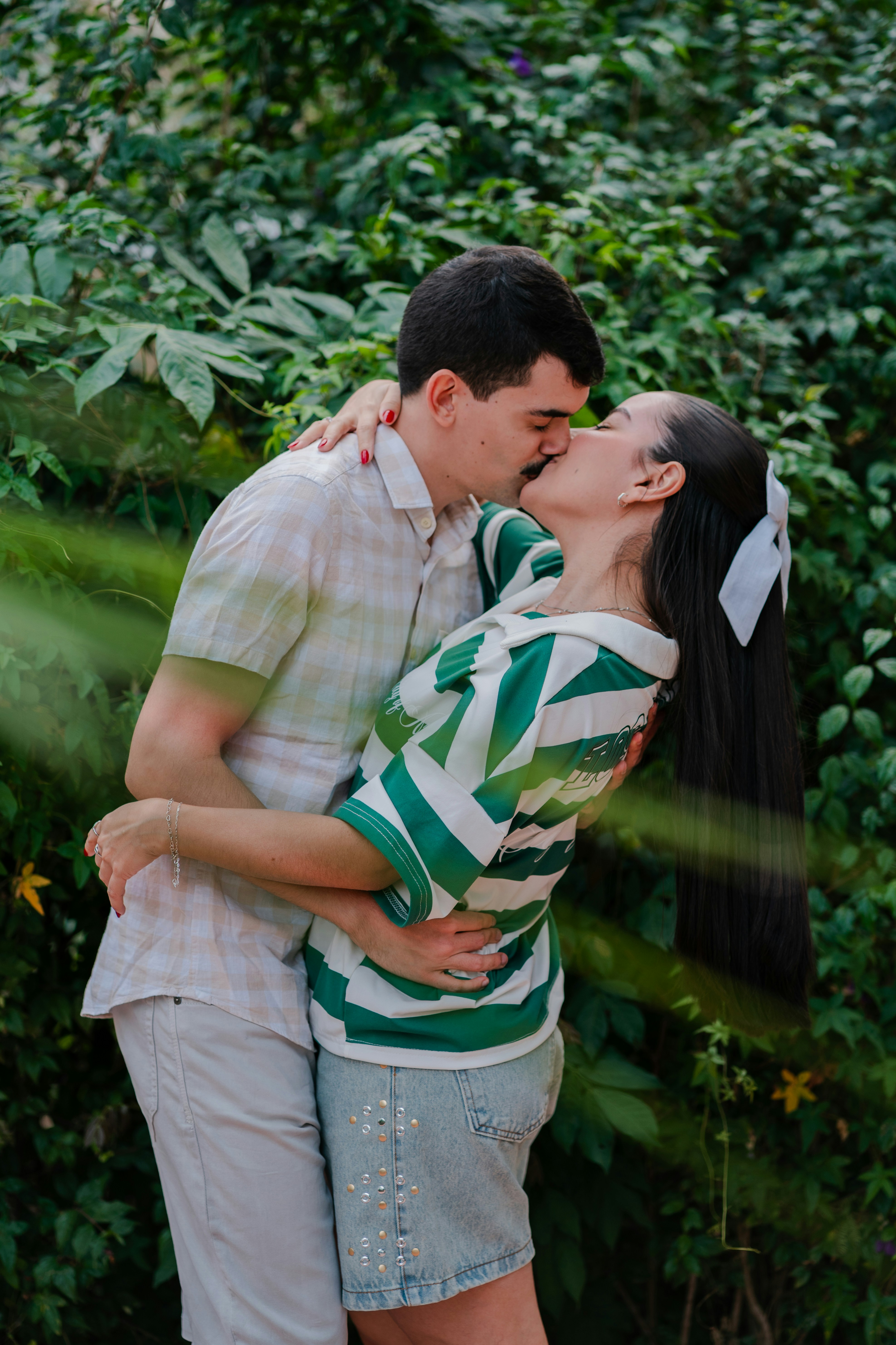 Kiss in the Garden: A tender embrace between two lovers