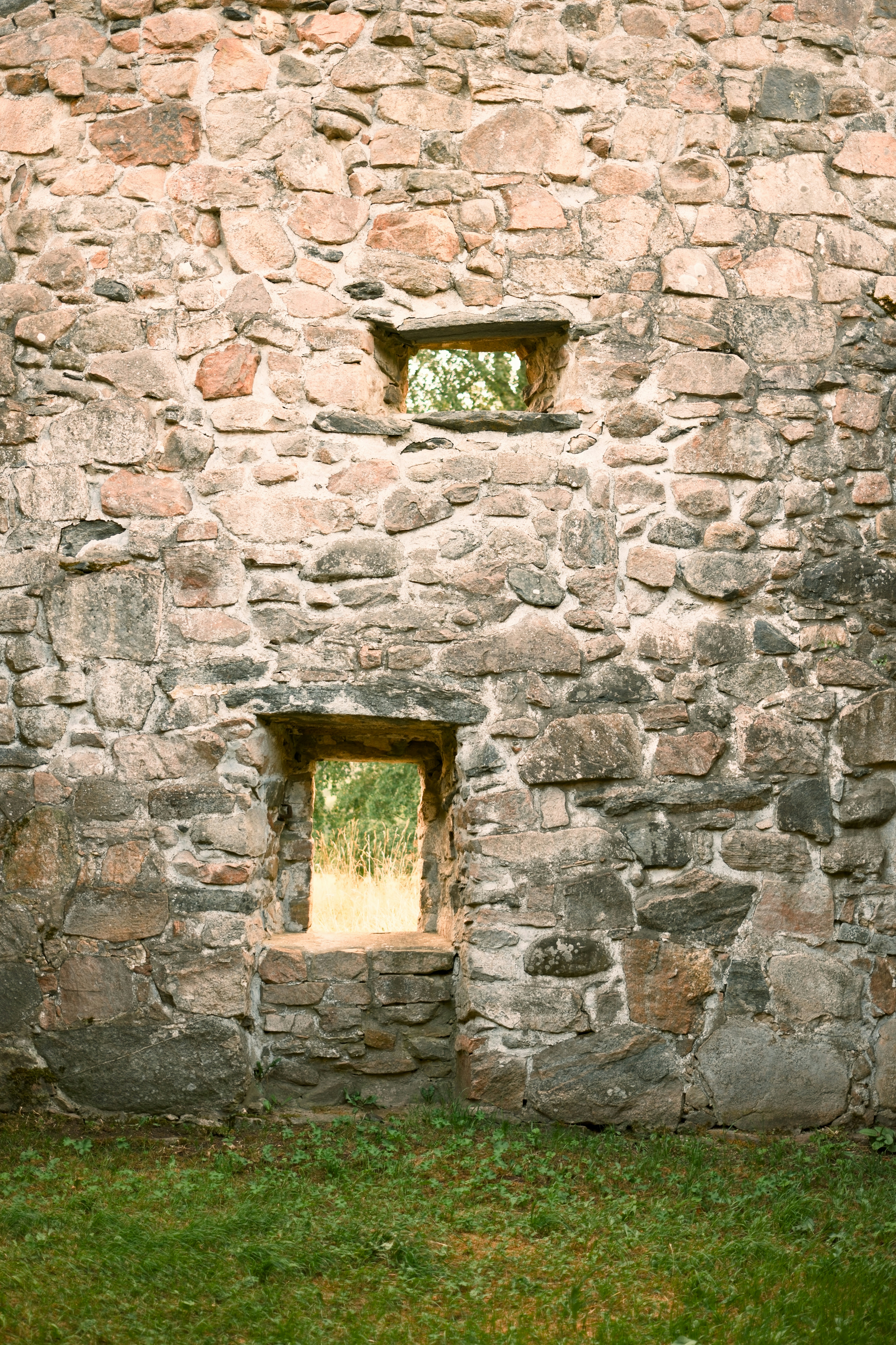 A Weathered Wall with Dual Window Openings