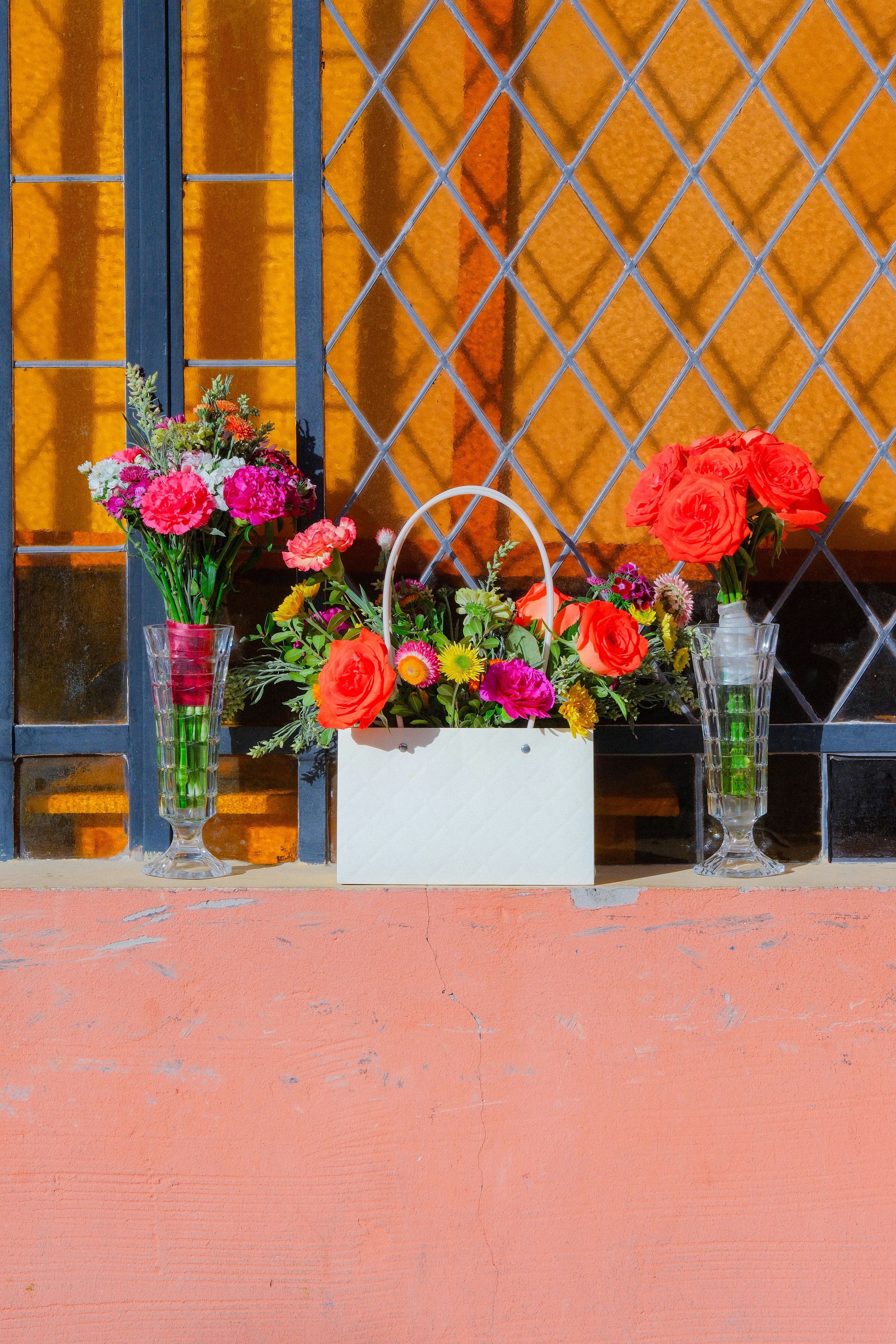 Bouquet in Front of Ironwork Window