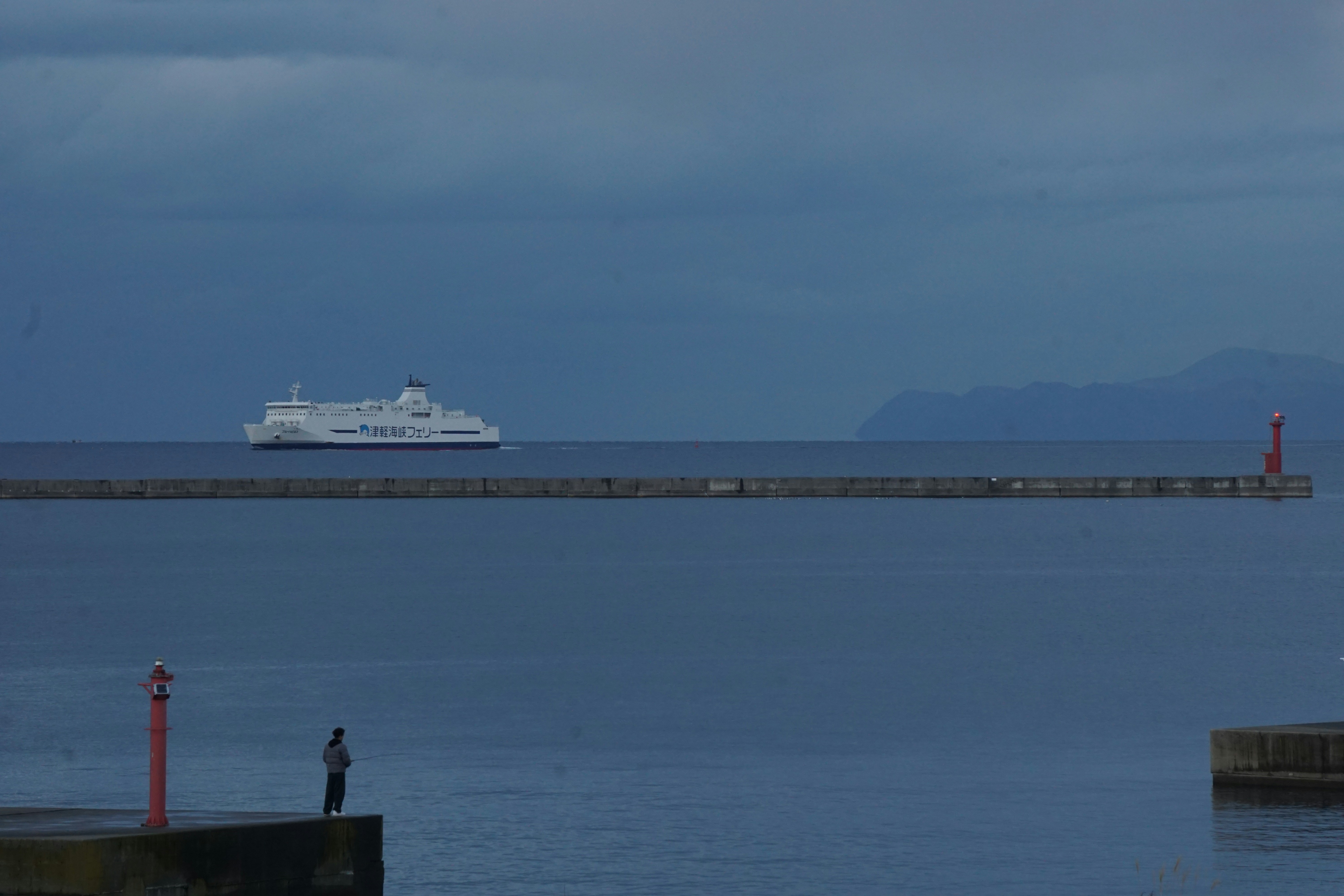 Sea Runway: A Ferry Crossing the Calm Horizon