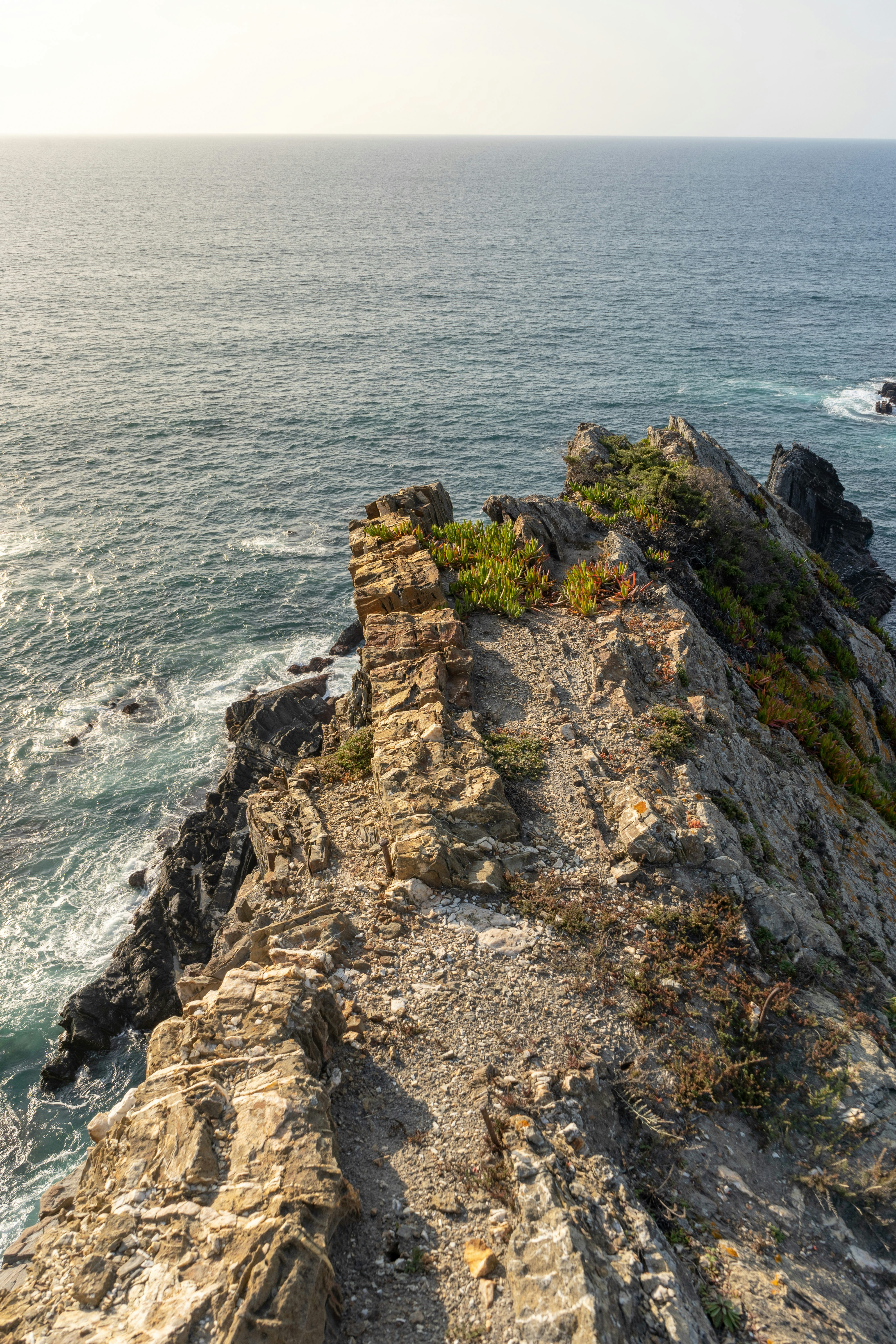 Rugged Cliffline Reaching Toward the Quiet Sea