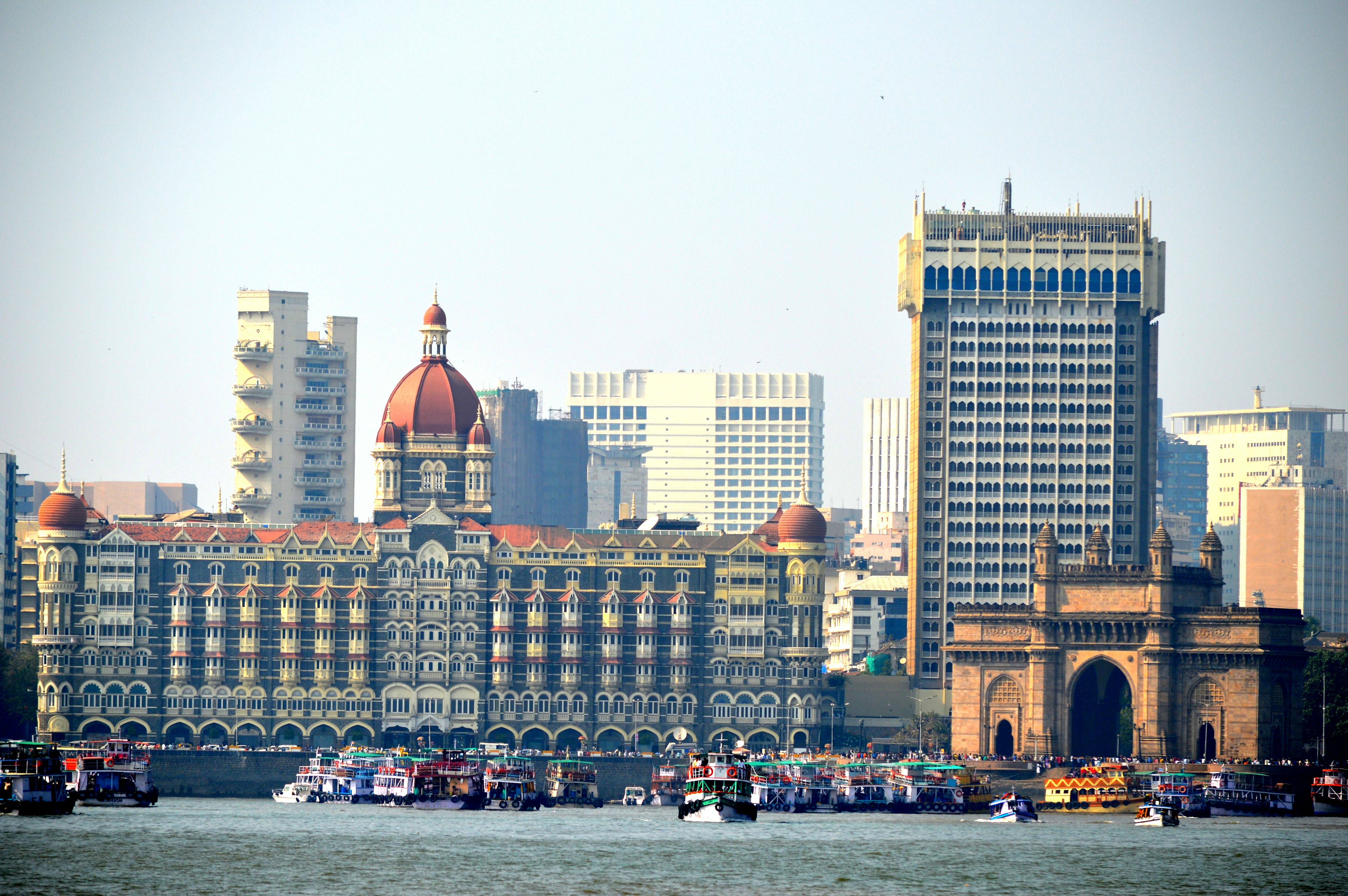 Gateway and Taj: Boats on the Mumbai Harbor
