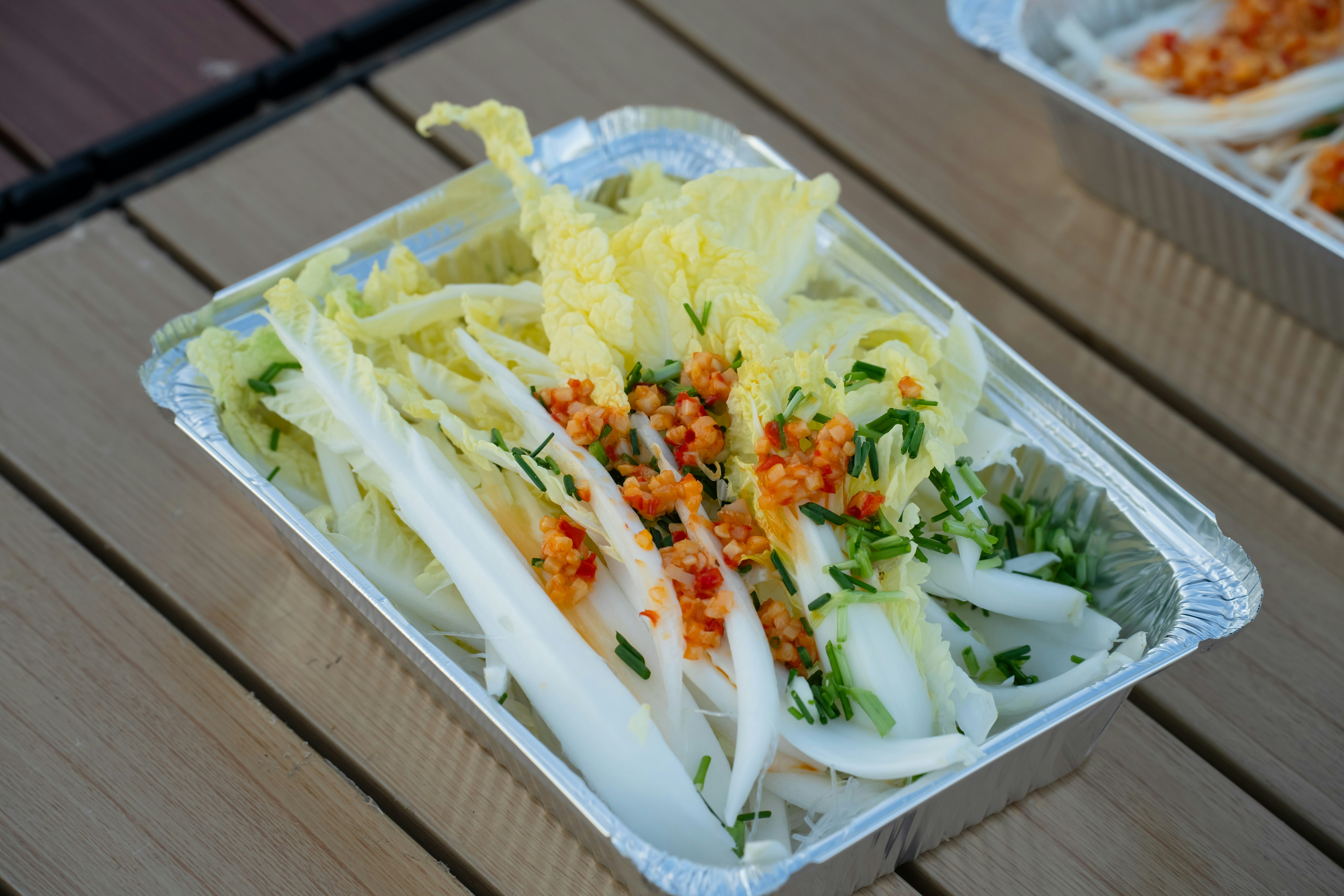 Fresh Herb-Topbed Noodle Salad in a Foil Tray