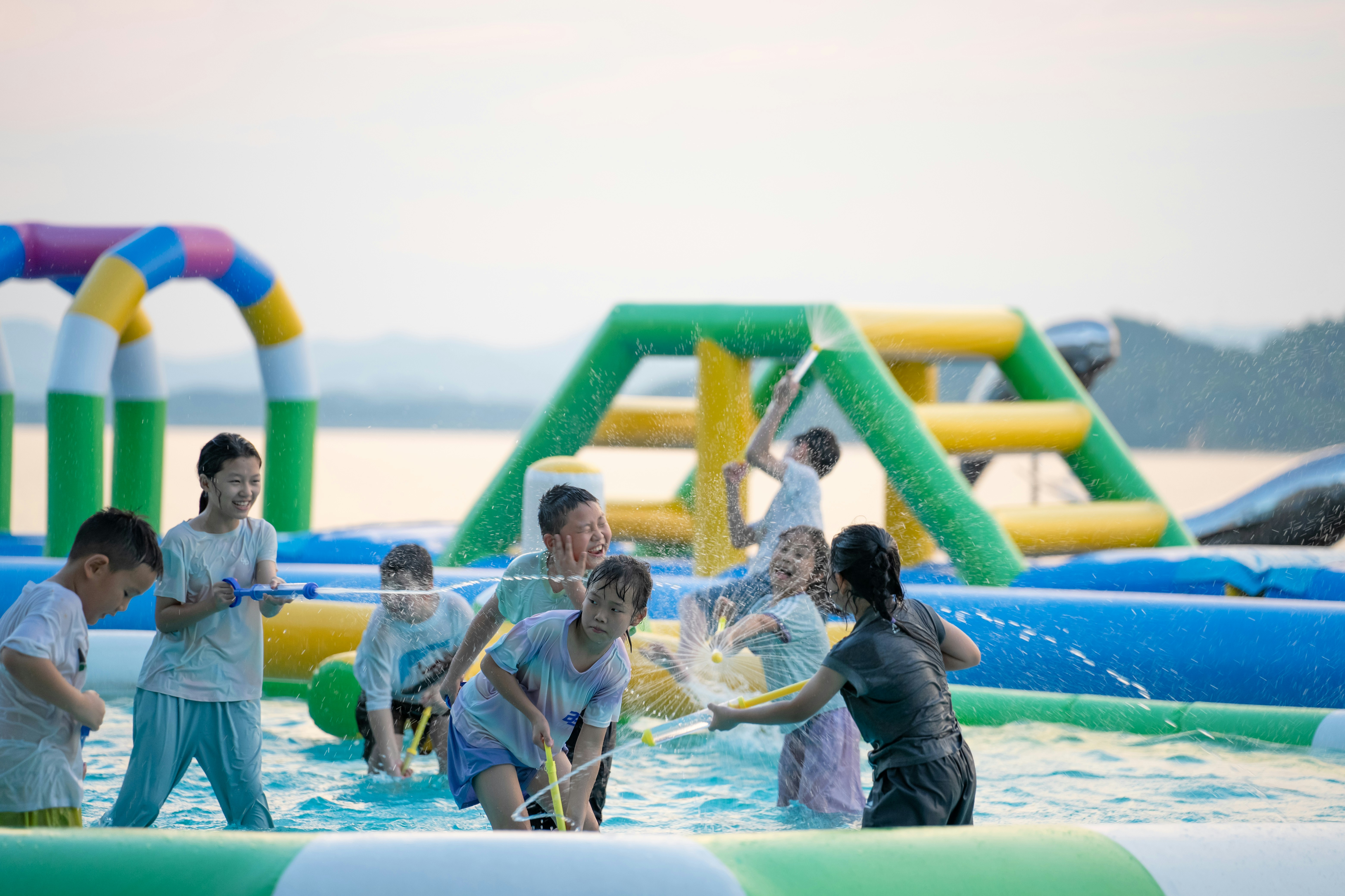 Splash Parade: Kids Race Across an Inflatable Water Playground
