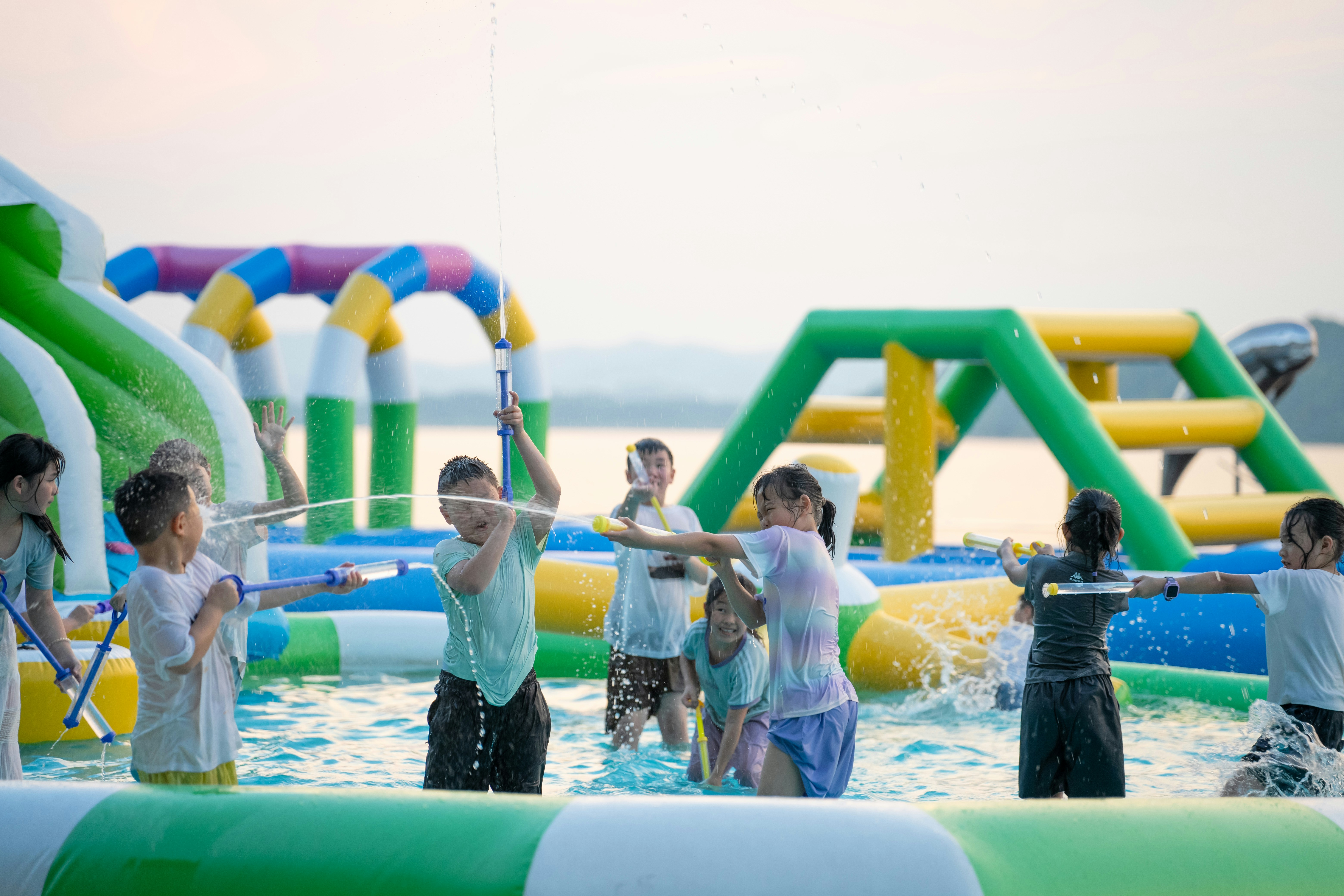 Sprint of Splash: Kids Play Under Rainbow Archways