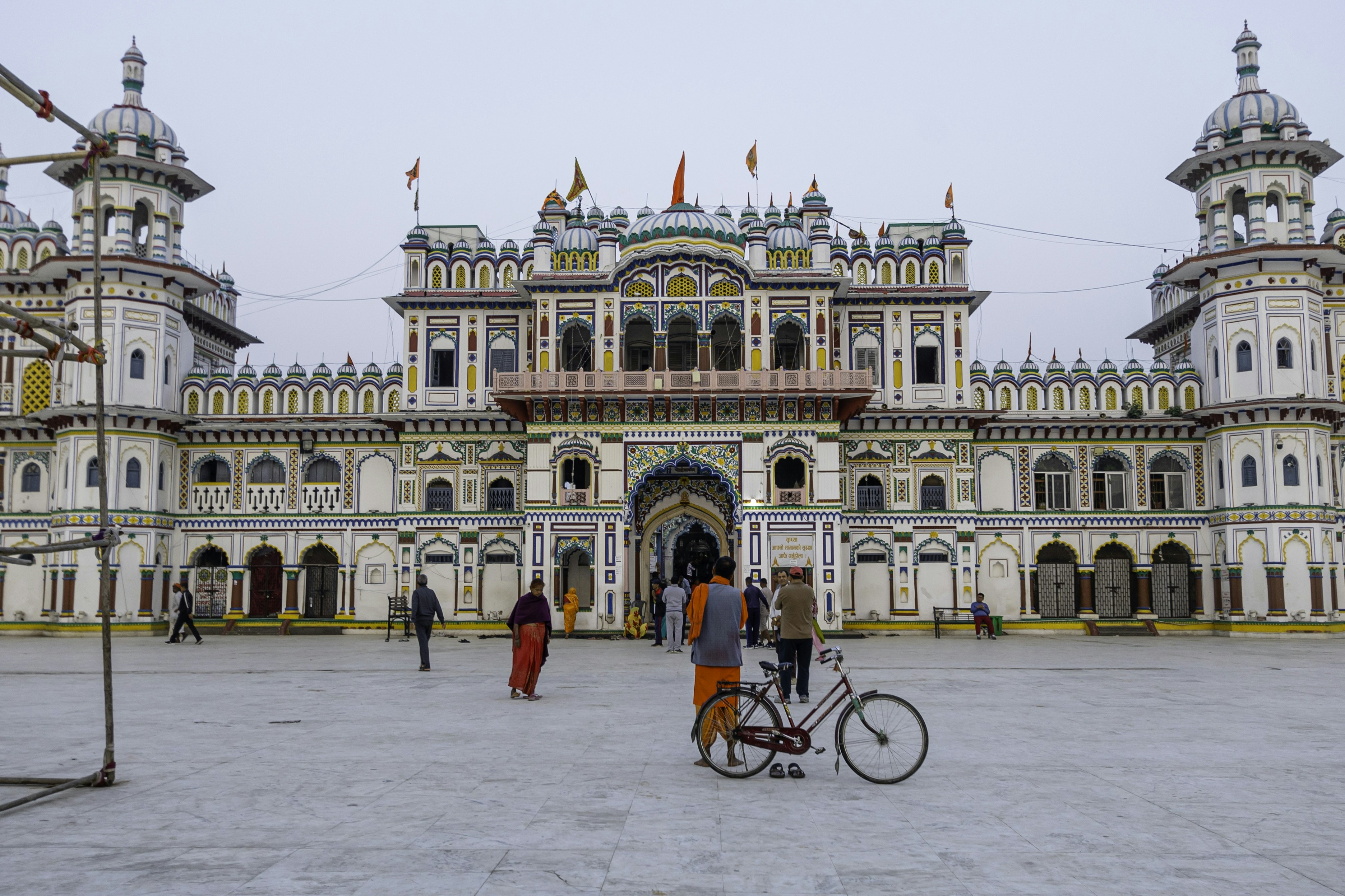 Ornate Palace Gatehouse Beneath a Pale Sky