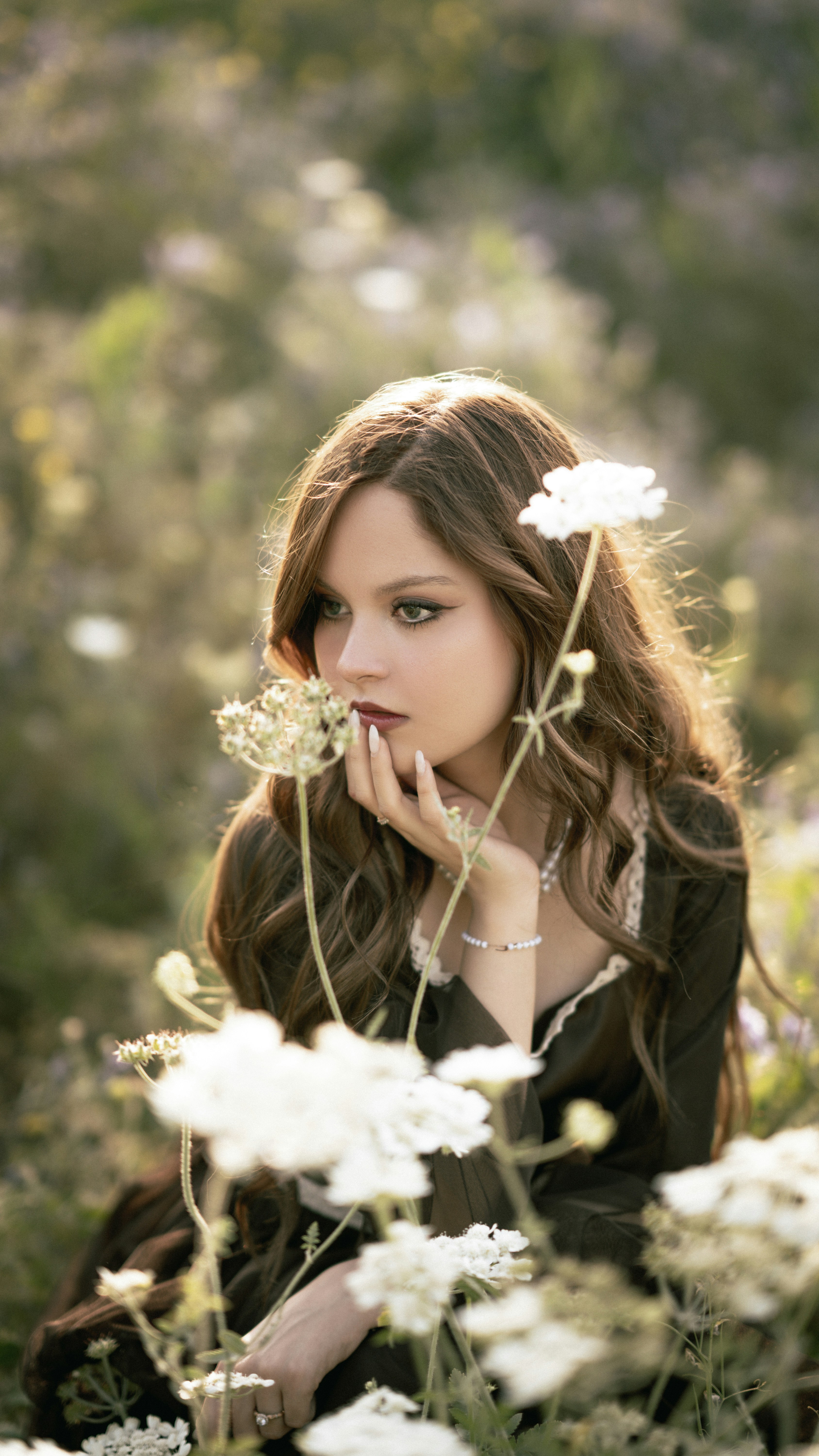 Soft Focus in a Meadow: Portrait Among Wildflowers