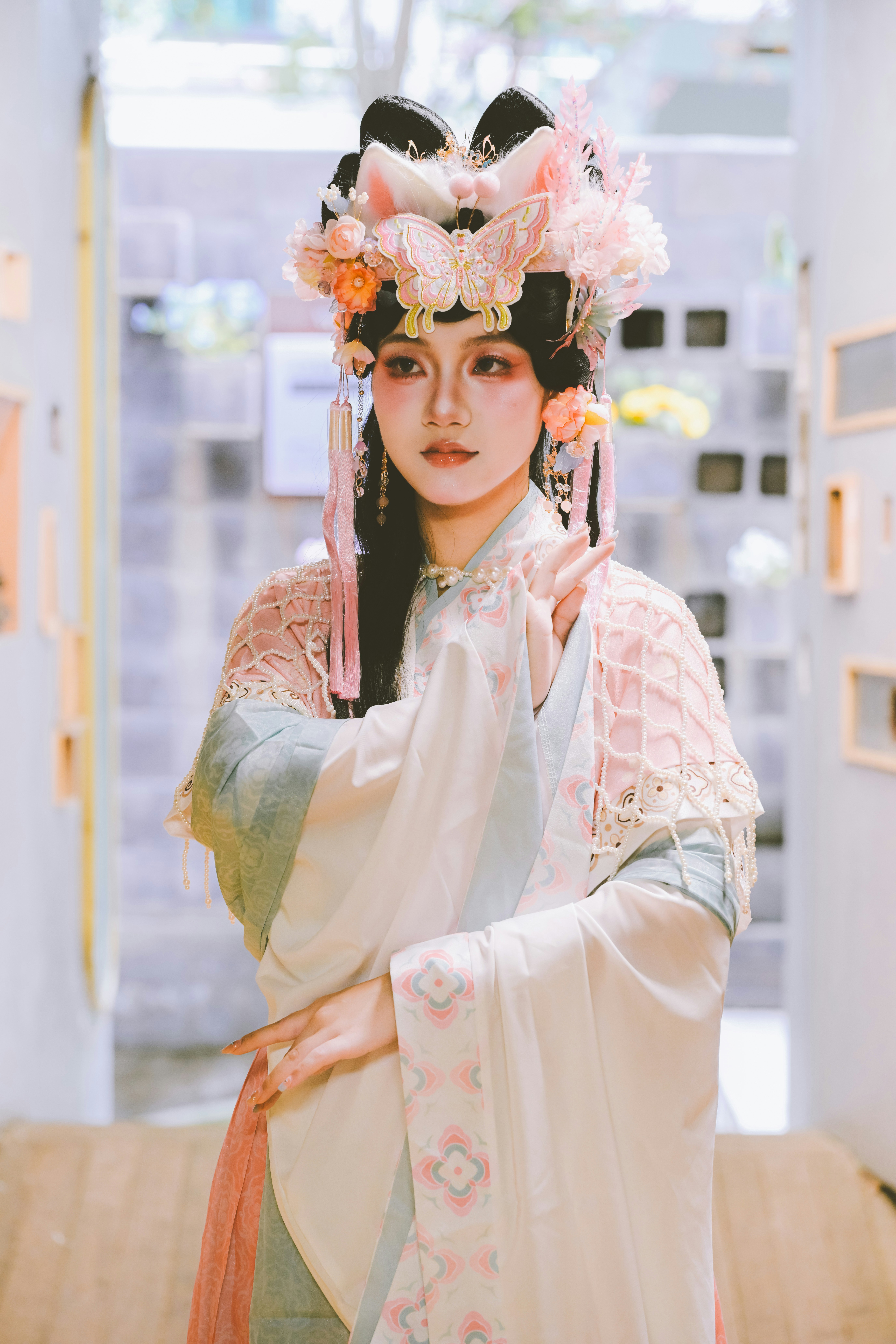 Empress of Petals: A Portrait in Silk and Cerulean