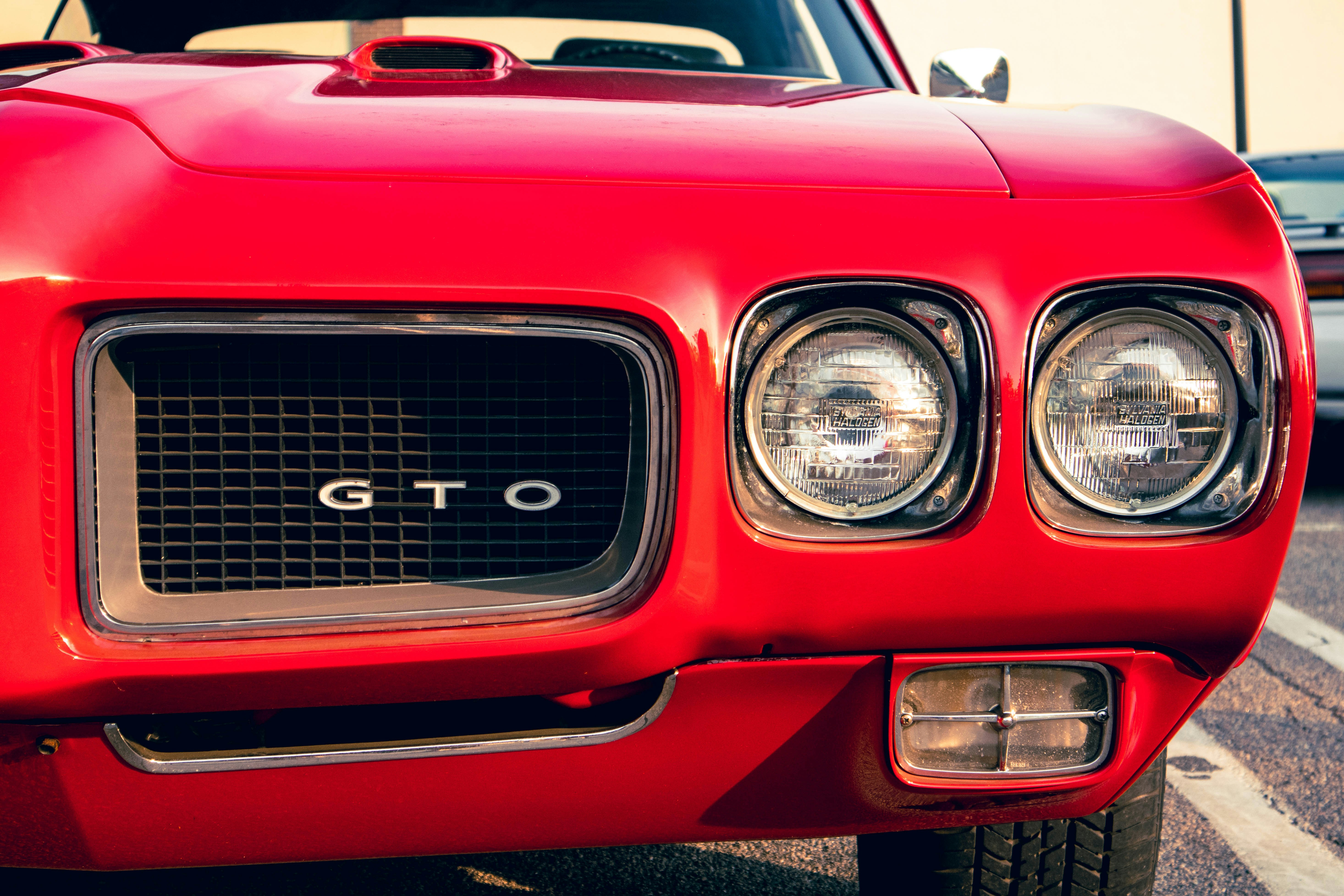 Red Muscle Car Grille: The GTO Spirit Up Close