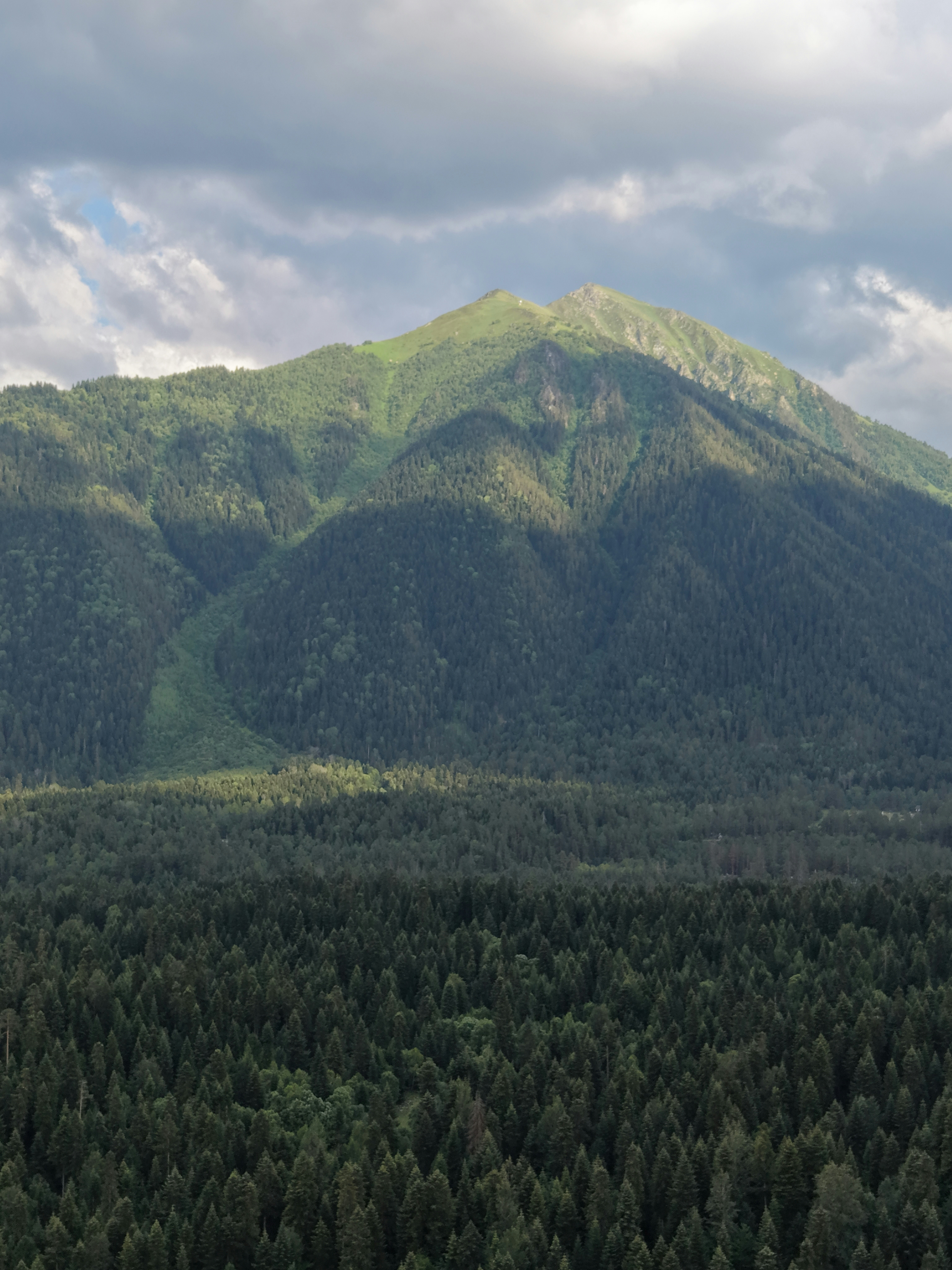 Emerald Ridge Under Overcast Skies