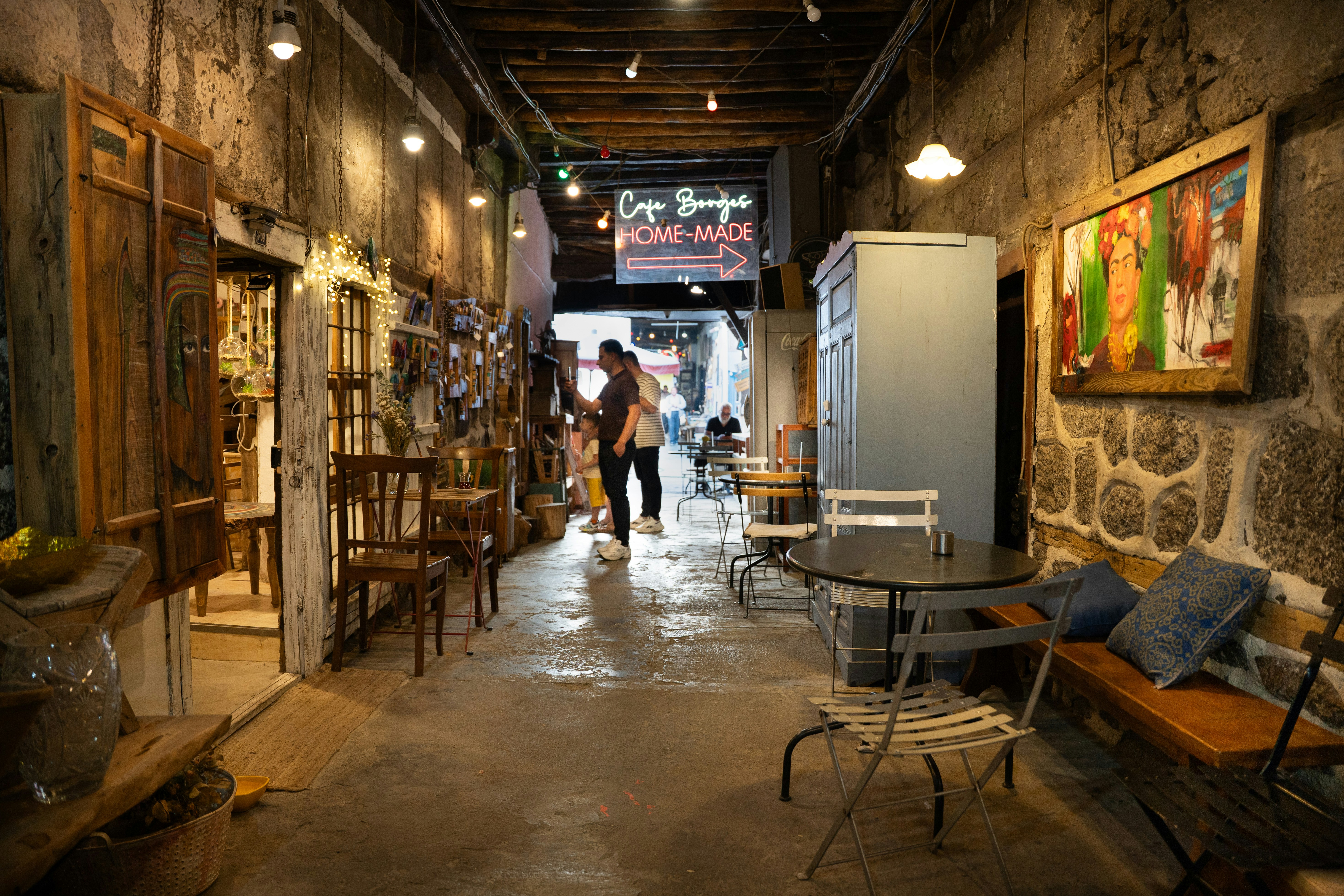 Cafe Corridor Beneath Industrial Light