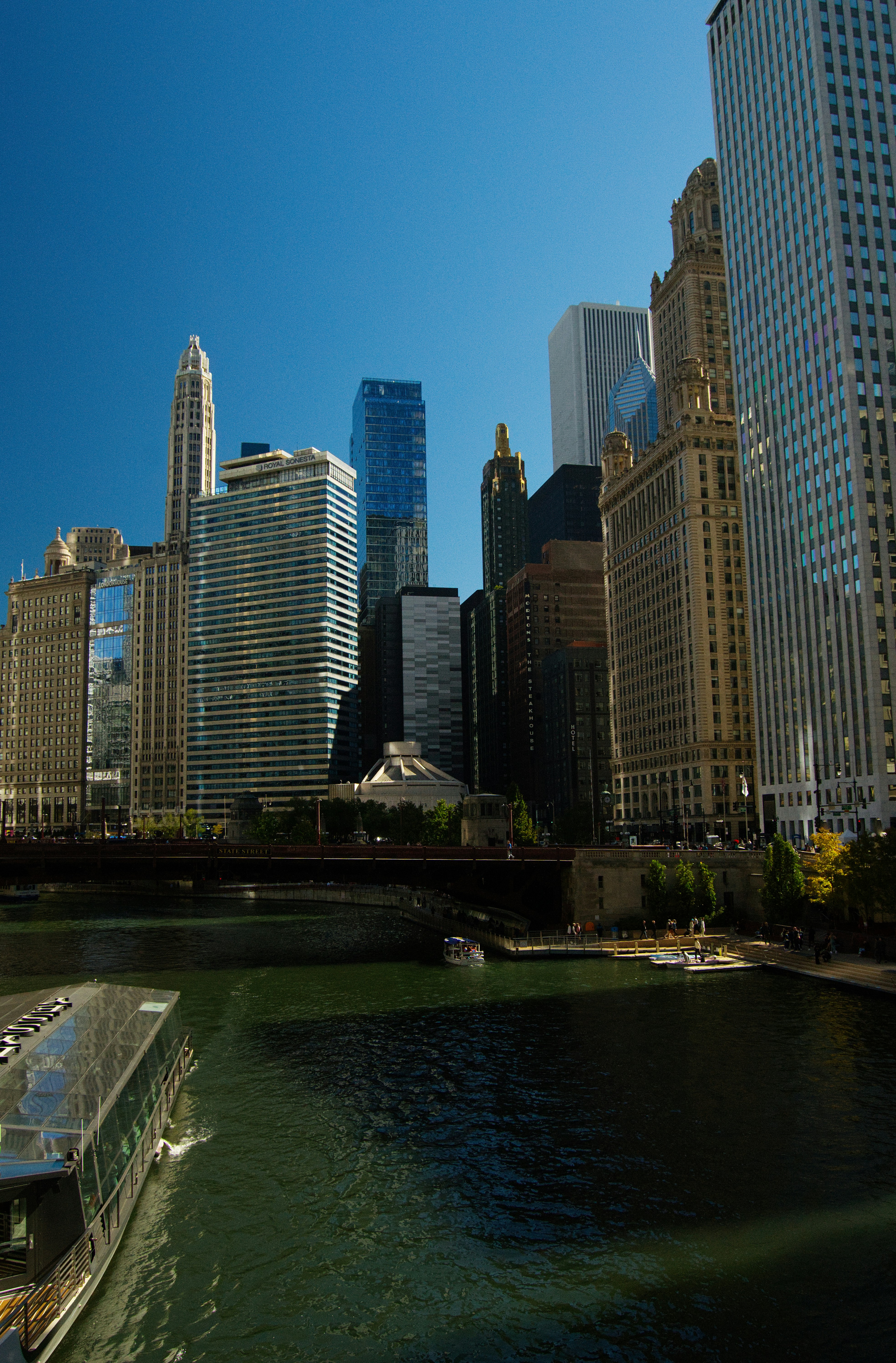 Skyscrapers by the River: A Midday Chicago Skyline