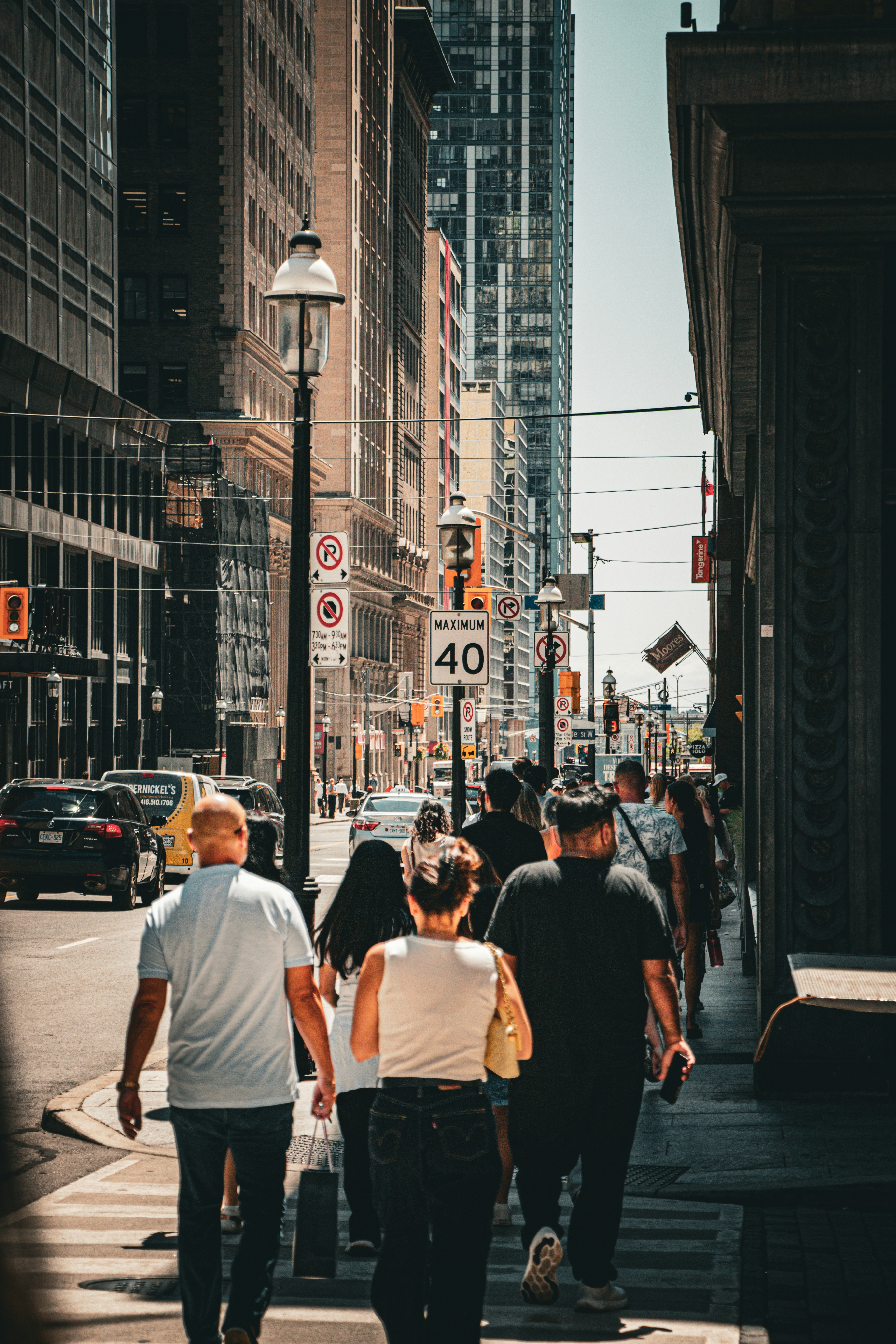 City Pedestrian Pulse: A Busy Downtown Sidewalk Scene