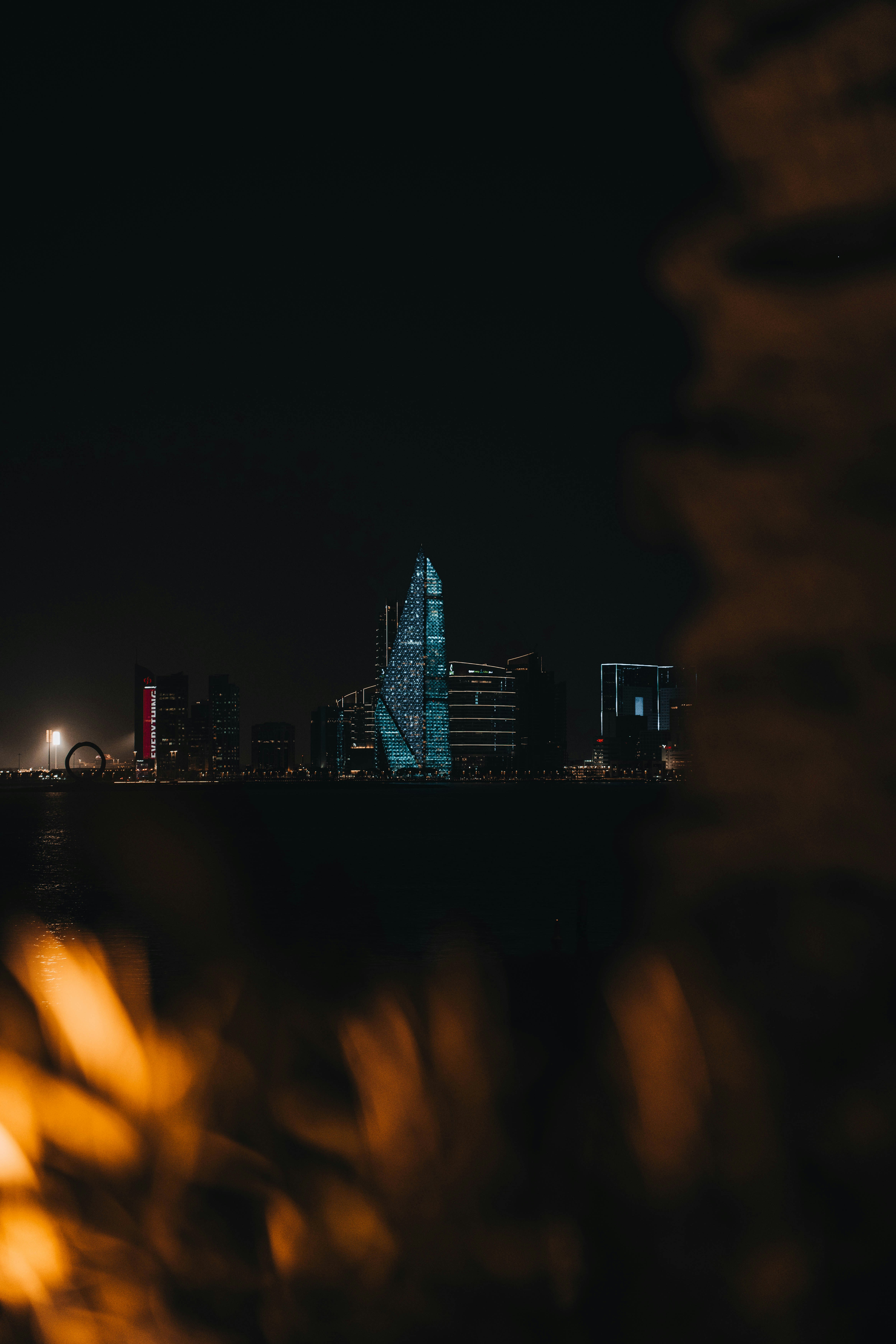 Midnight Skyline Through Quiet Foreground