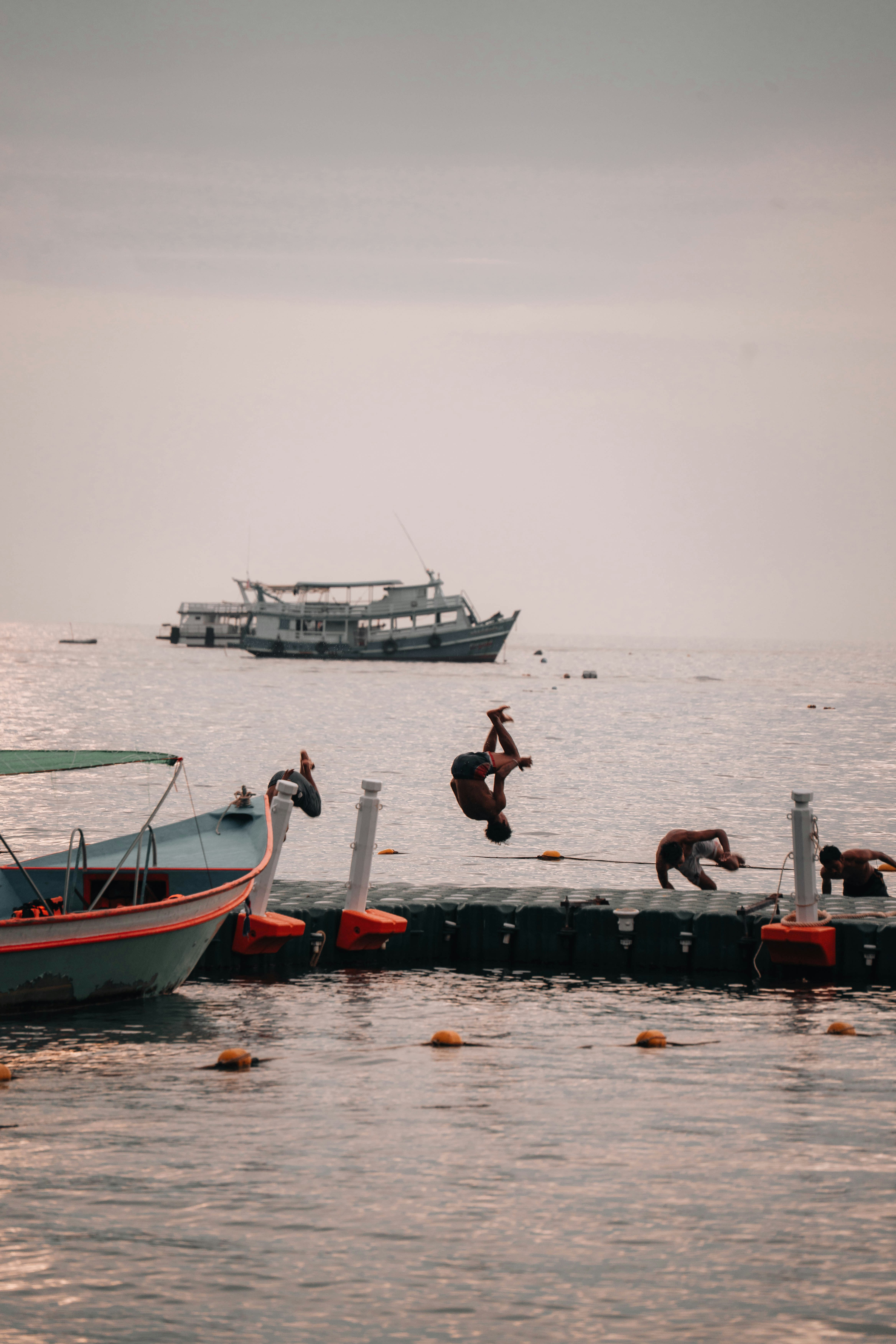 Dockside Leap: A Quiet Coastal Moment