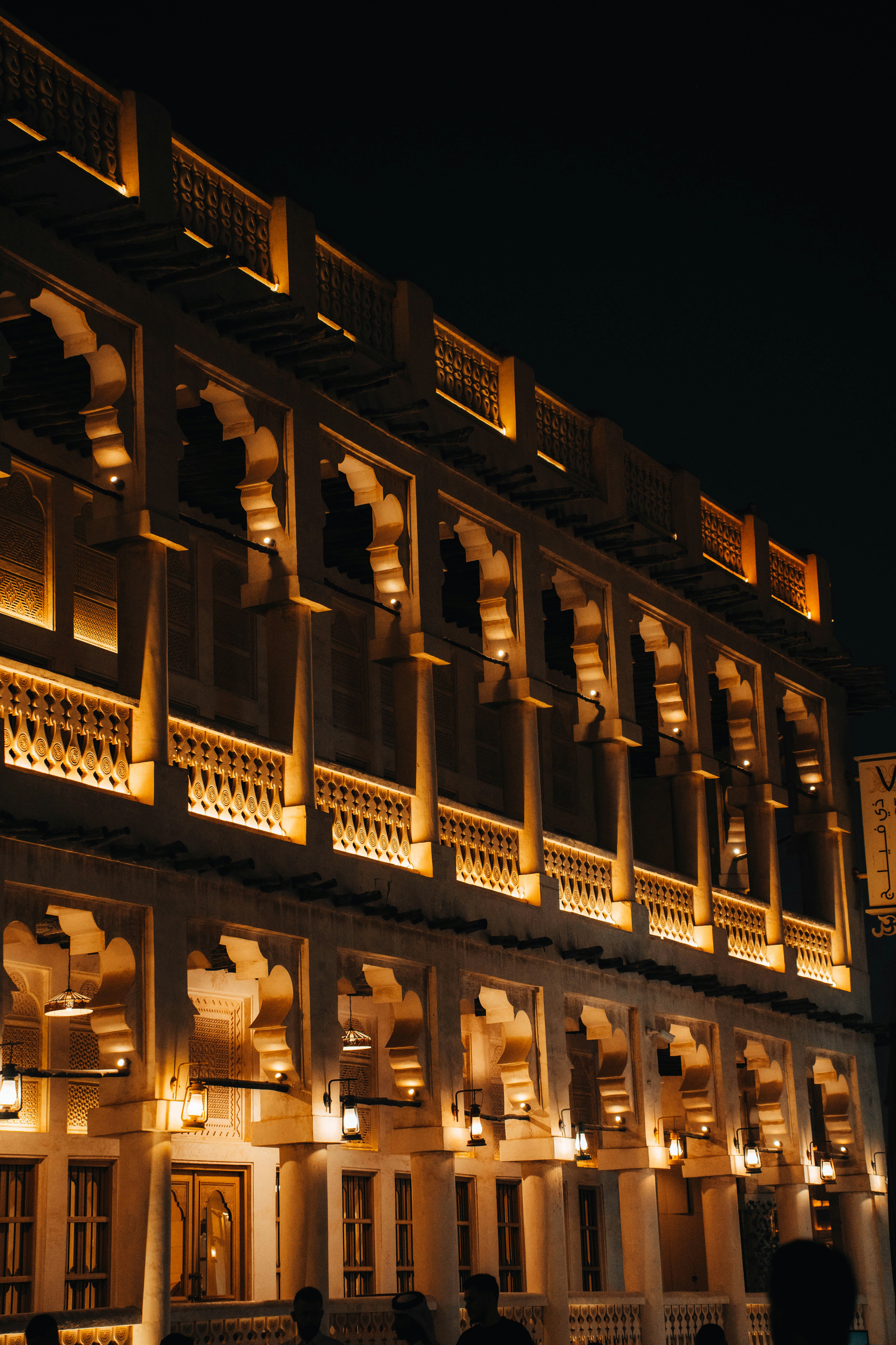 Golden Illumination on a Night-Cold Facade