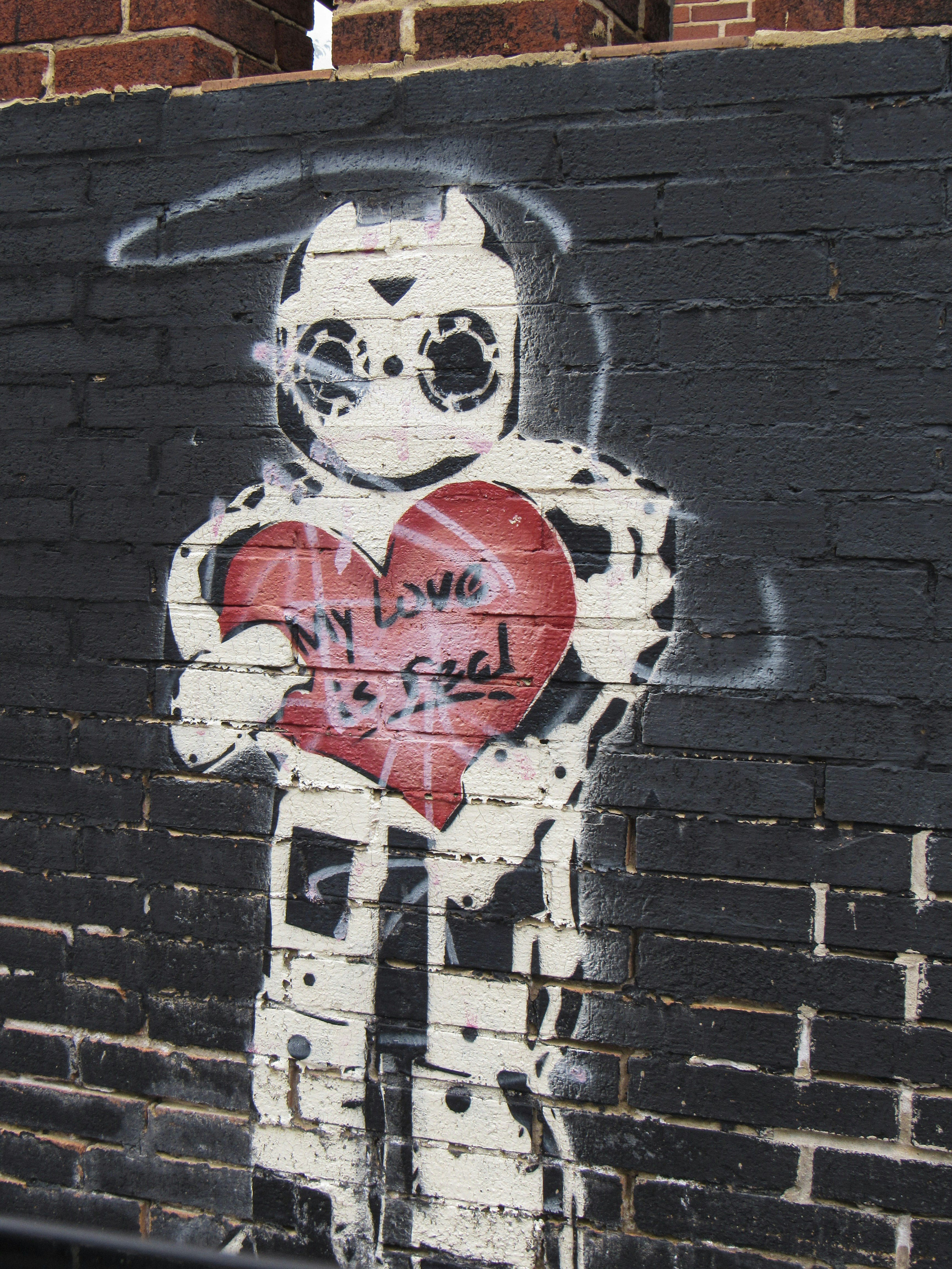 Heart-Held Graffiti Robot: Love on a Brick Wall