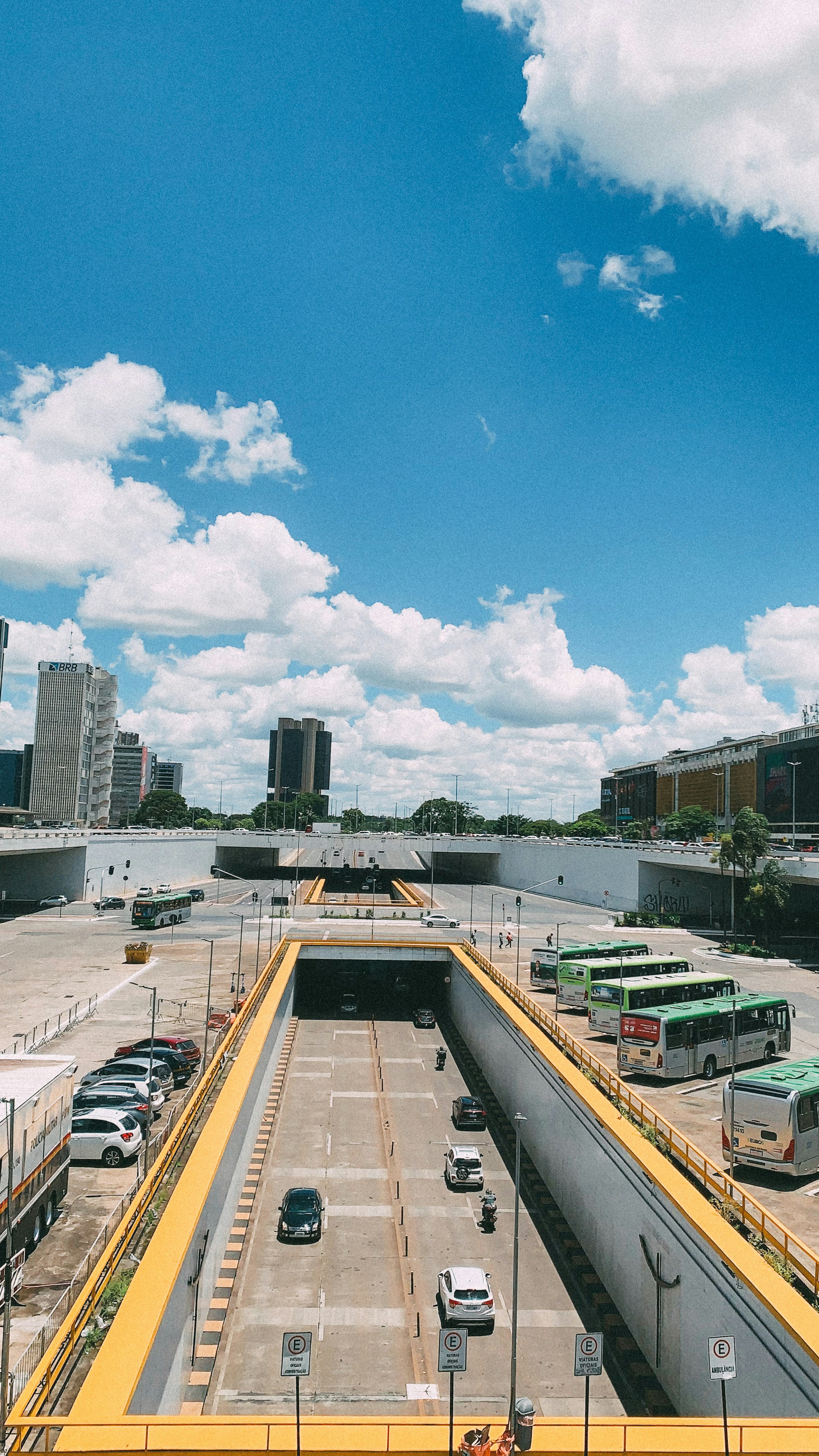 Urban Skyway: A City Transit Canyon from the Overpass