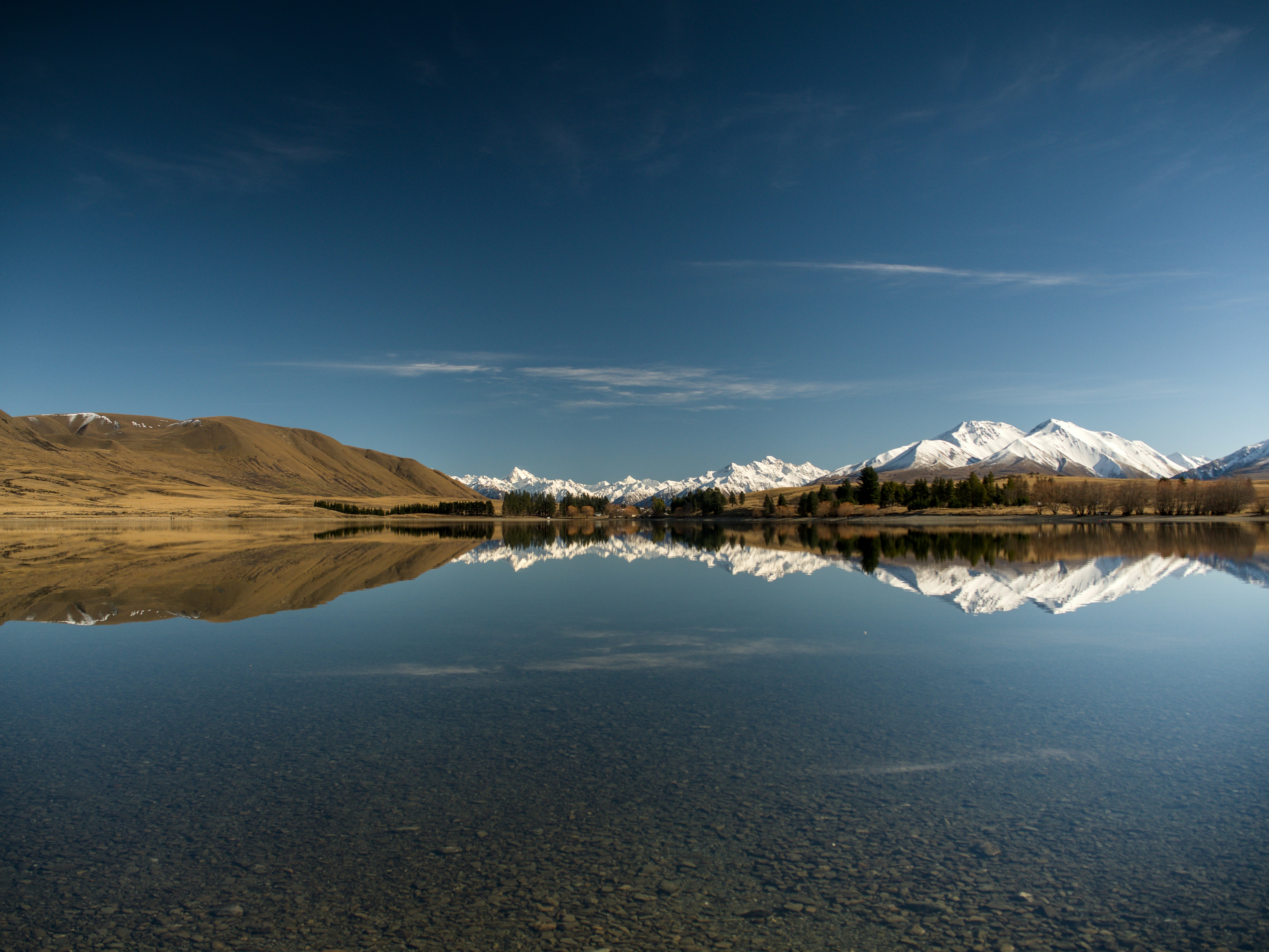 Mirror of Peaks: Snow-Capped Harmony on a Glassy Lake