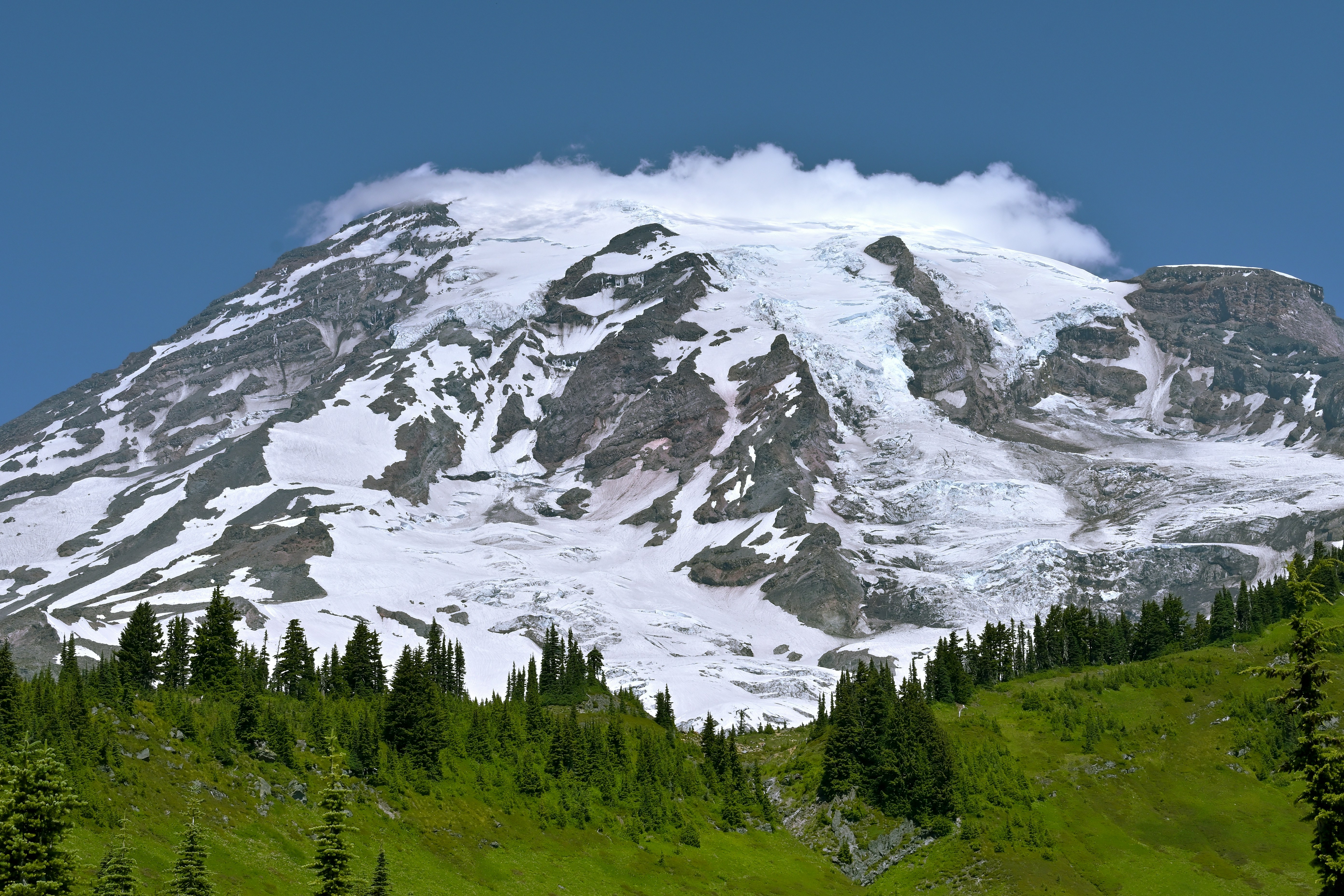 Snowbound Summit Under a Clear Sky