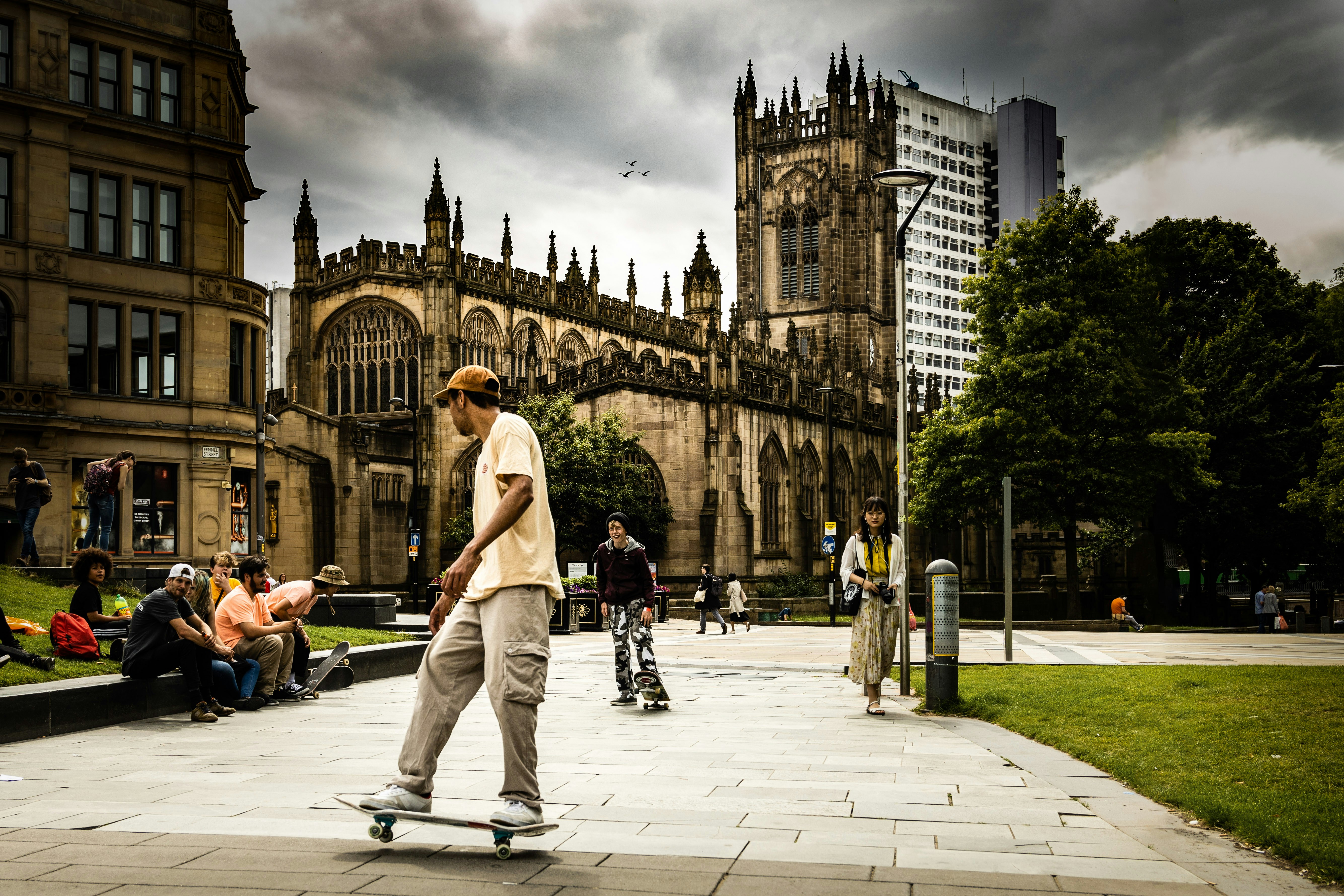 Skater in the Forecourt of a Gothic Cathedral