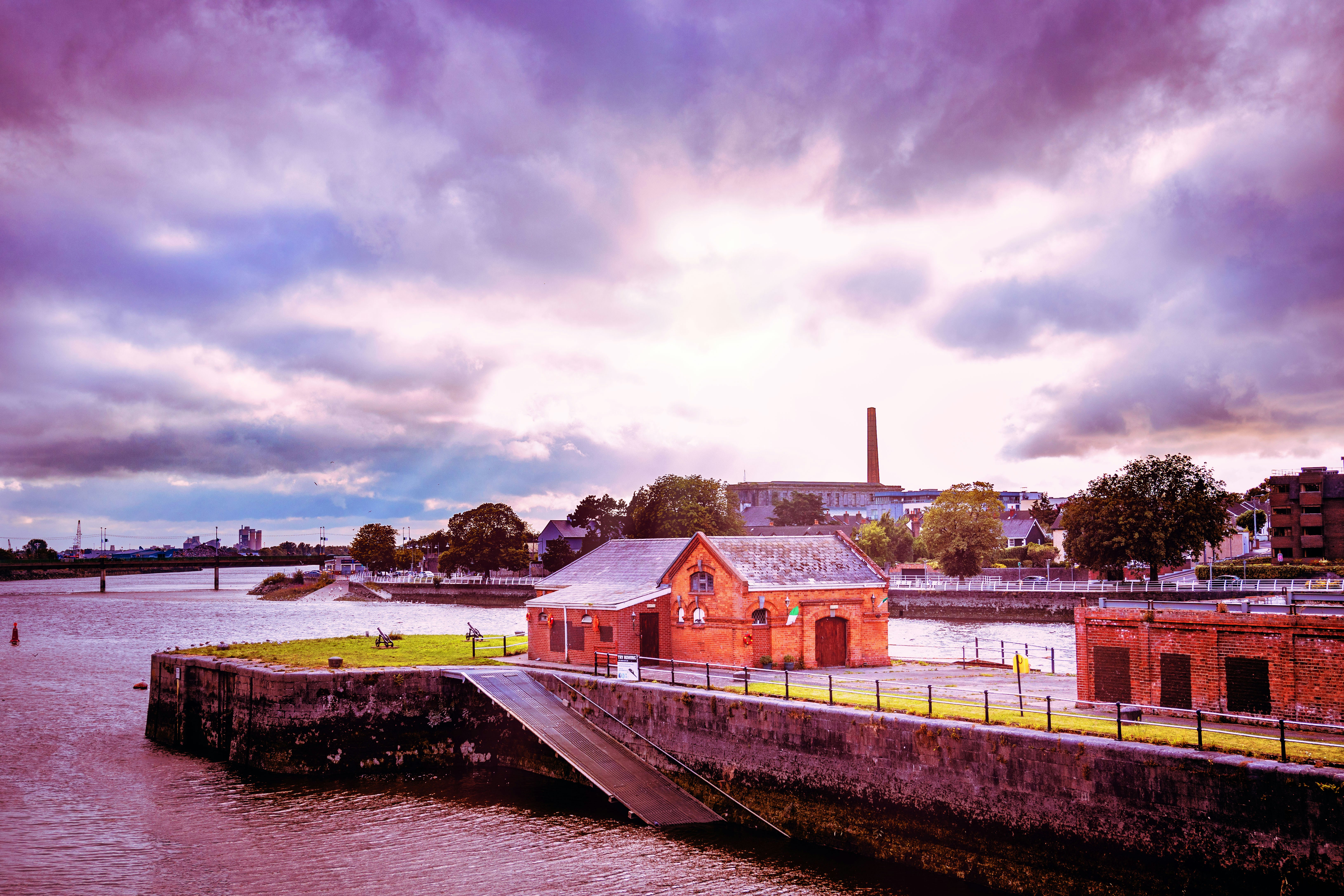 Brick Wharf at Dusk: A Quiet Riverside Canvas