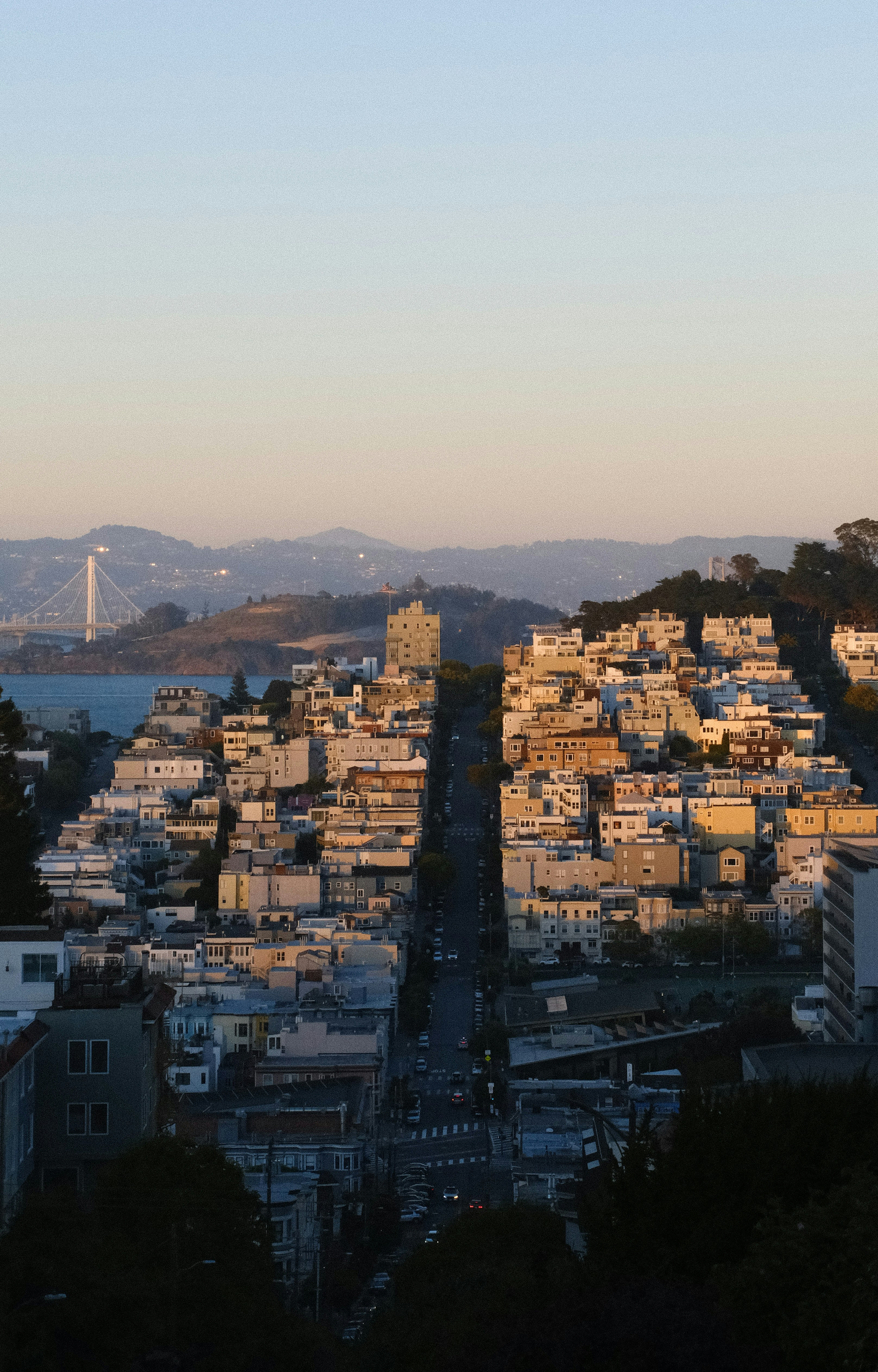 Sunlit Avenue: San Francisco-like Neighborhood Descends into Dusk