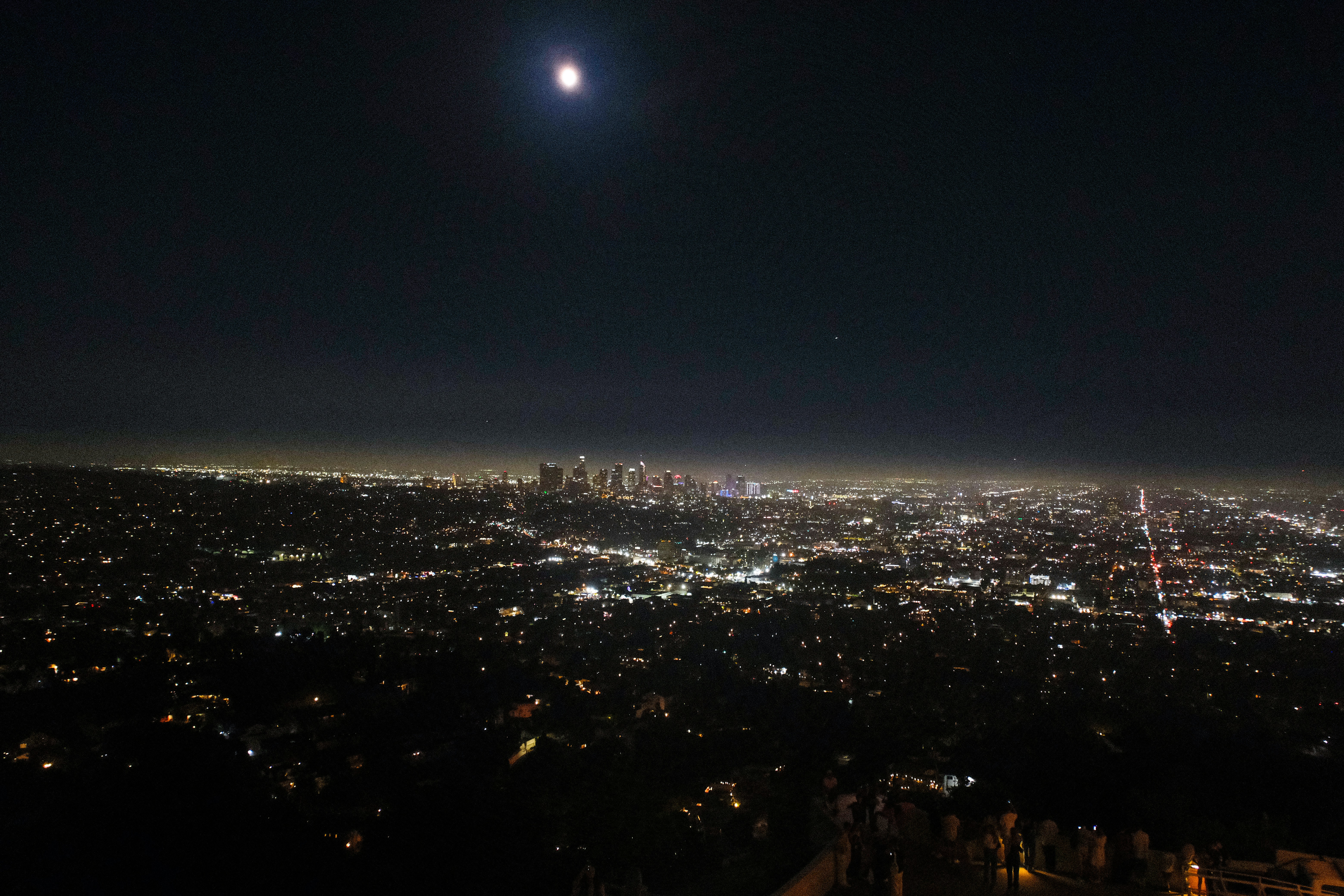 Moonlit Crescent Over a City of Lights